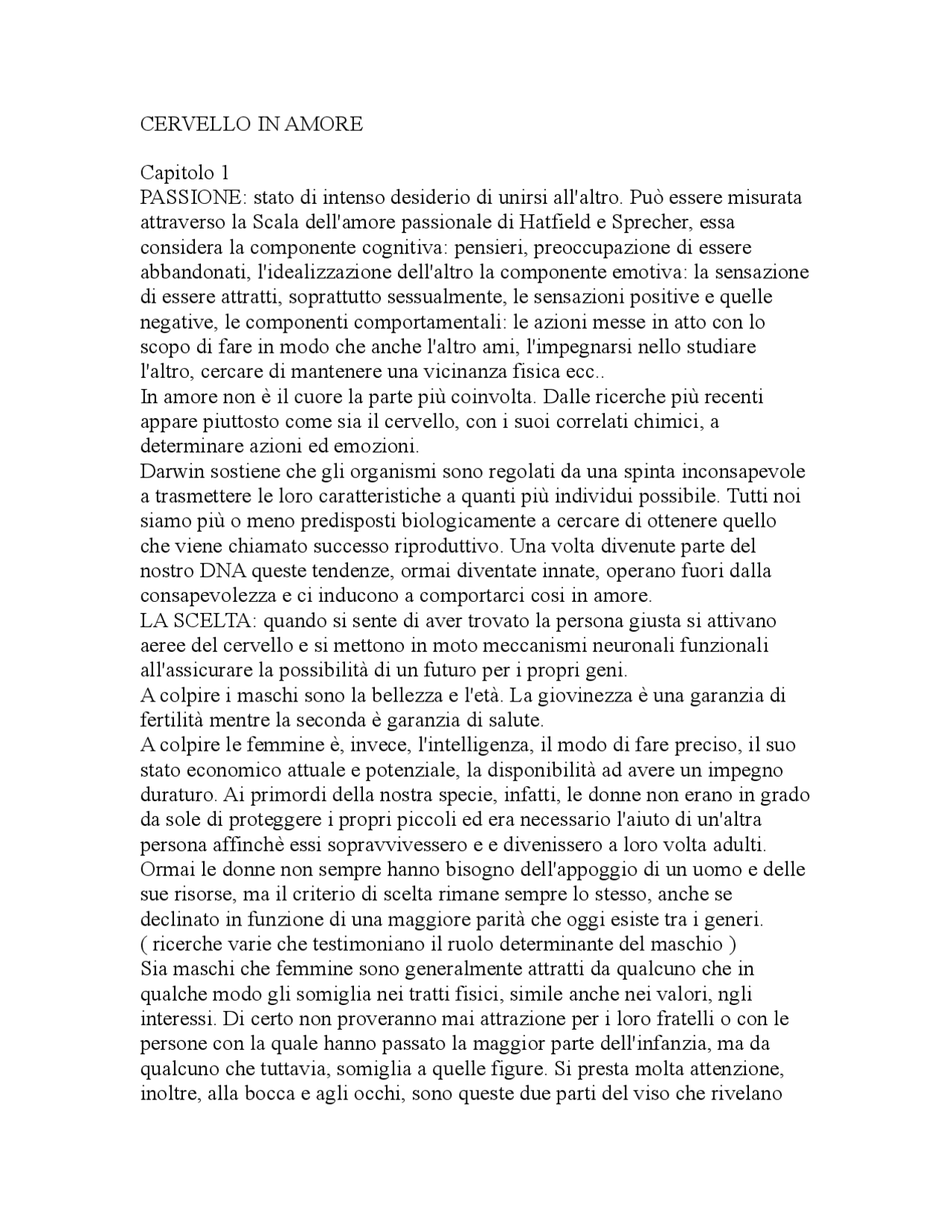 Riassunto Cervello In Amore Appunti Di Psicologia Sociale Docsity