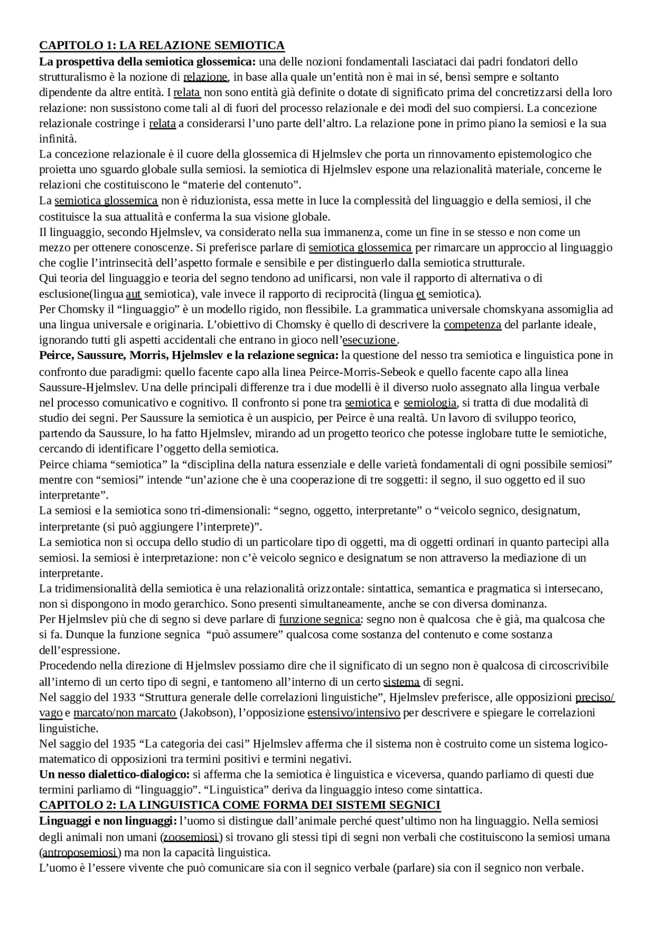 Riassunto Semiotica E Linguistica C Caputo Sintesi Del Corso Di