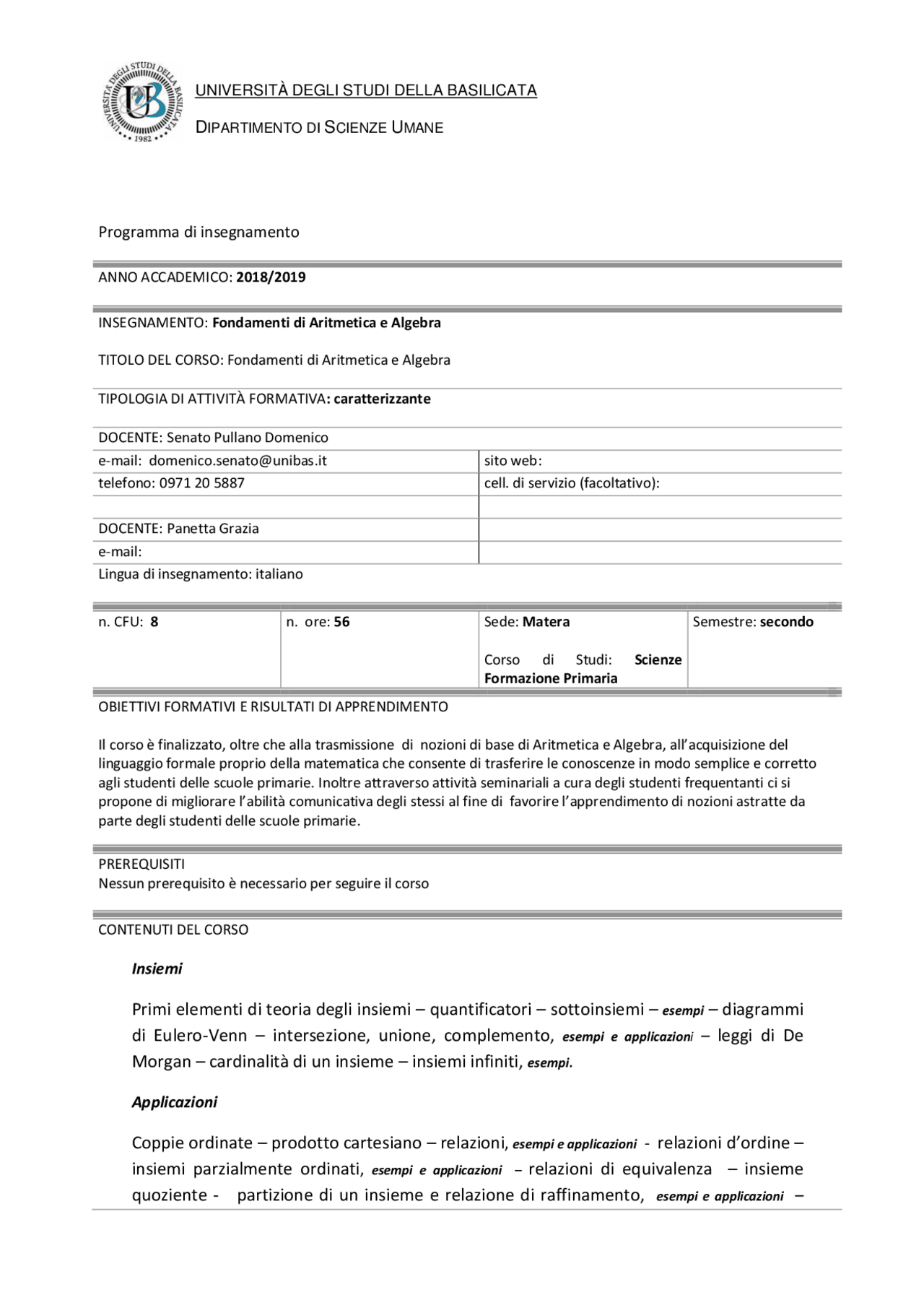Fondamenti Di Matematica Docsity