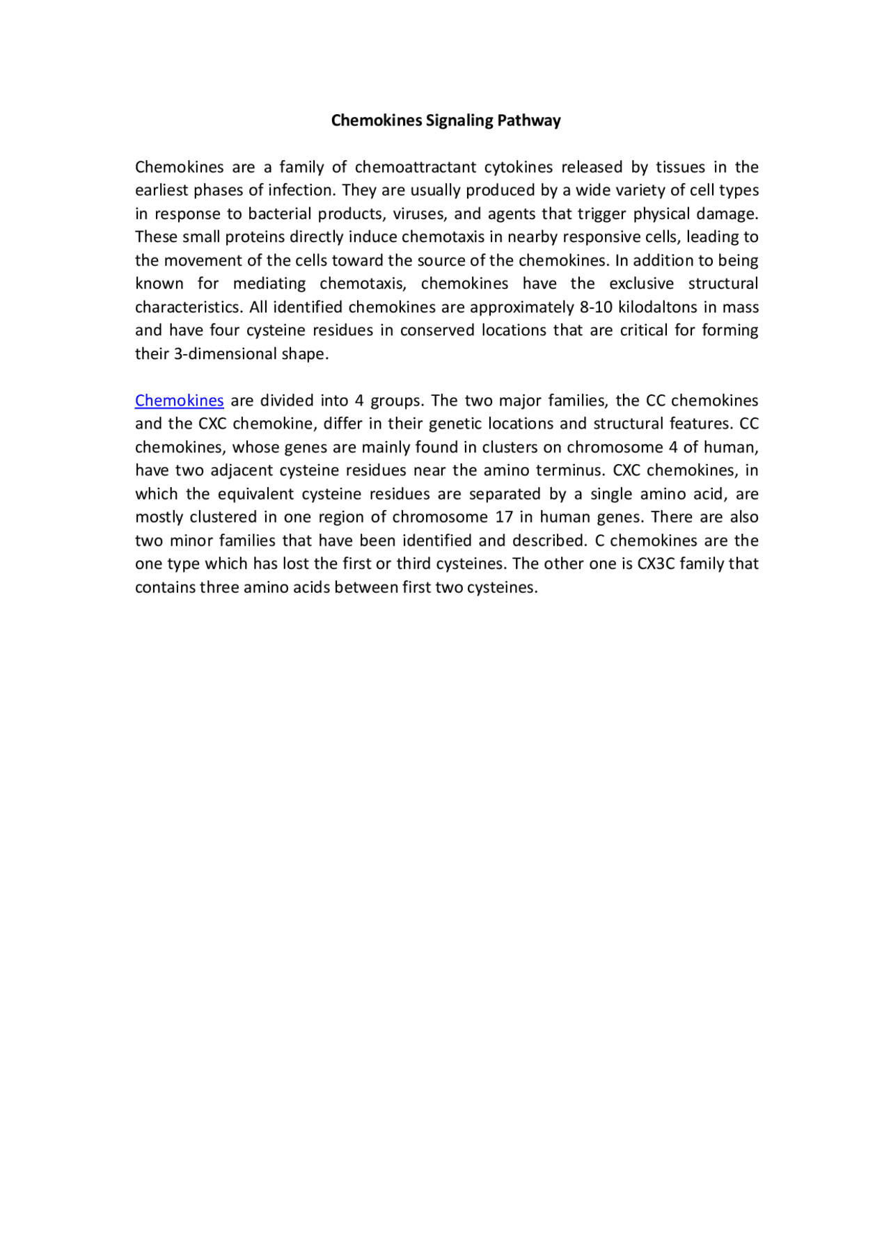 Chemokines Signaling Pathway Docsity