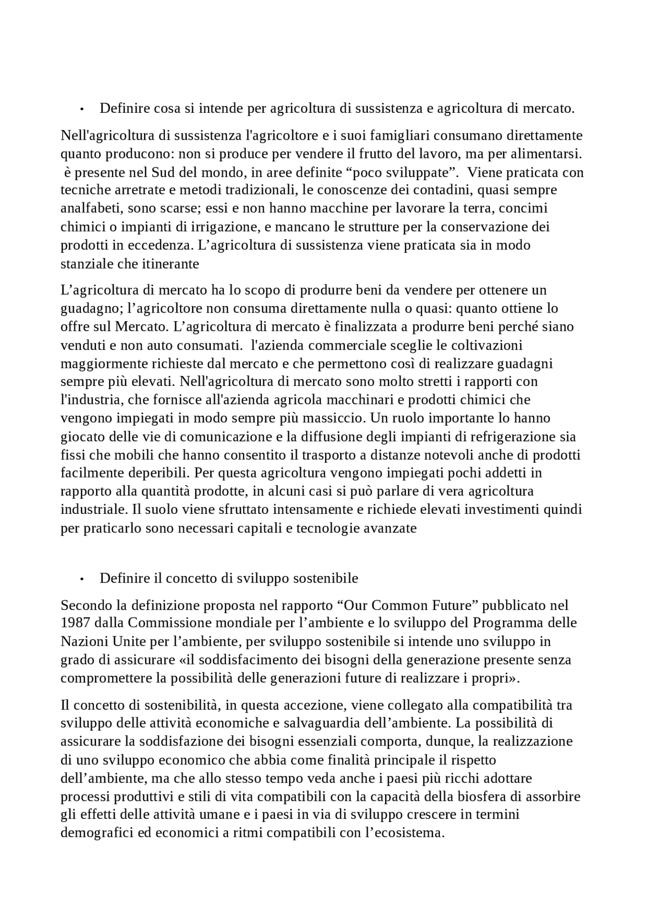 Domande Aperte Geografia Prove Desame Di Geografia Docsity