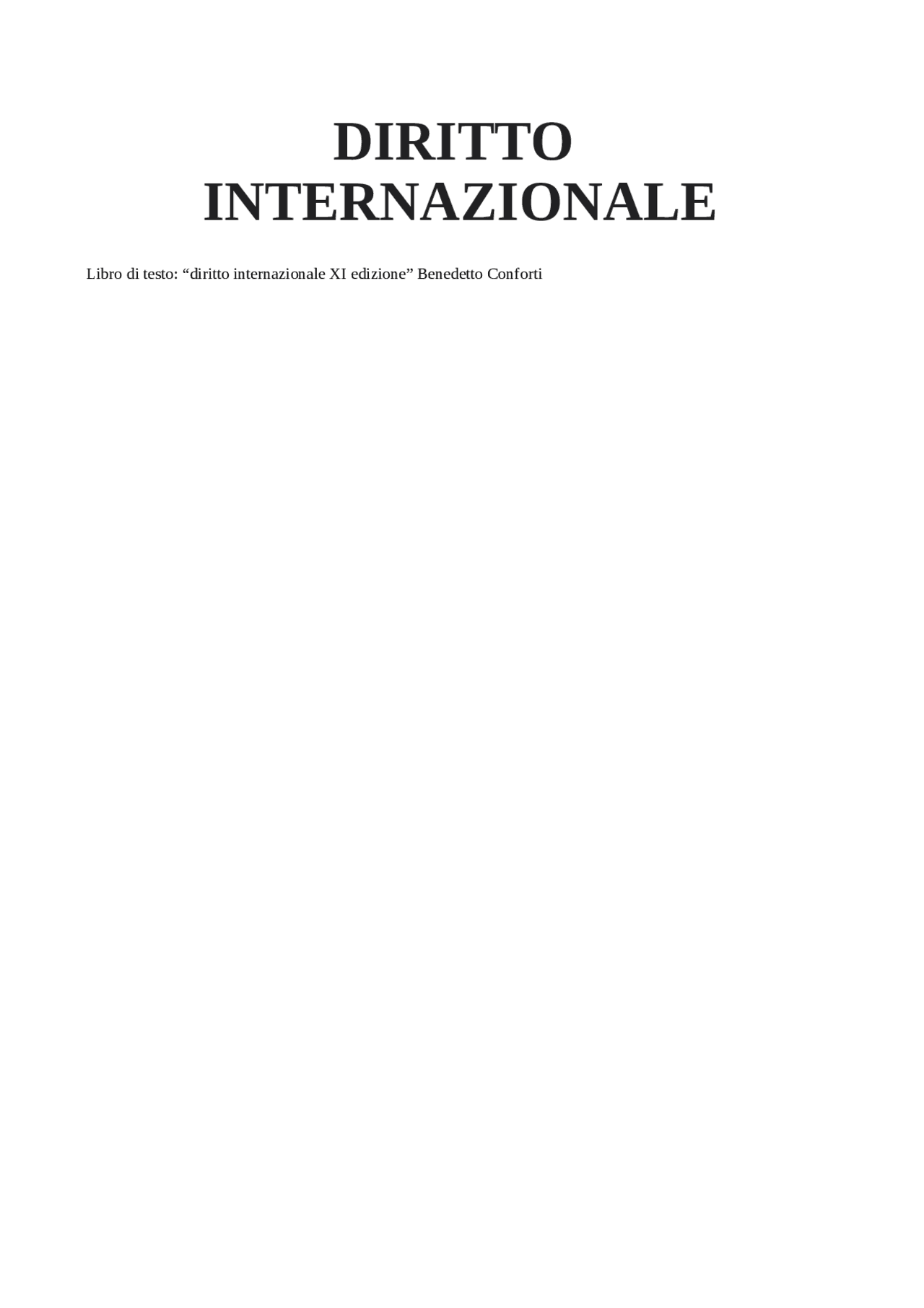 Diritto Internazionale Conforti Xi Edizione Docsity