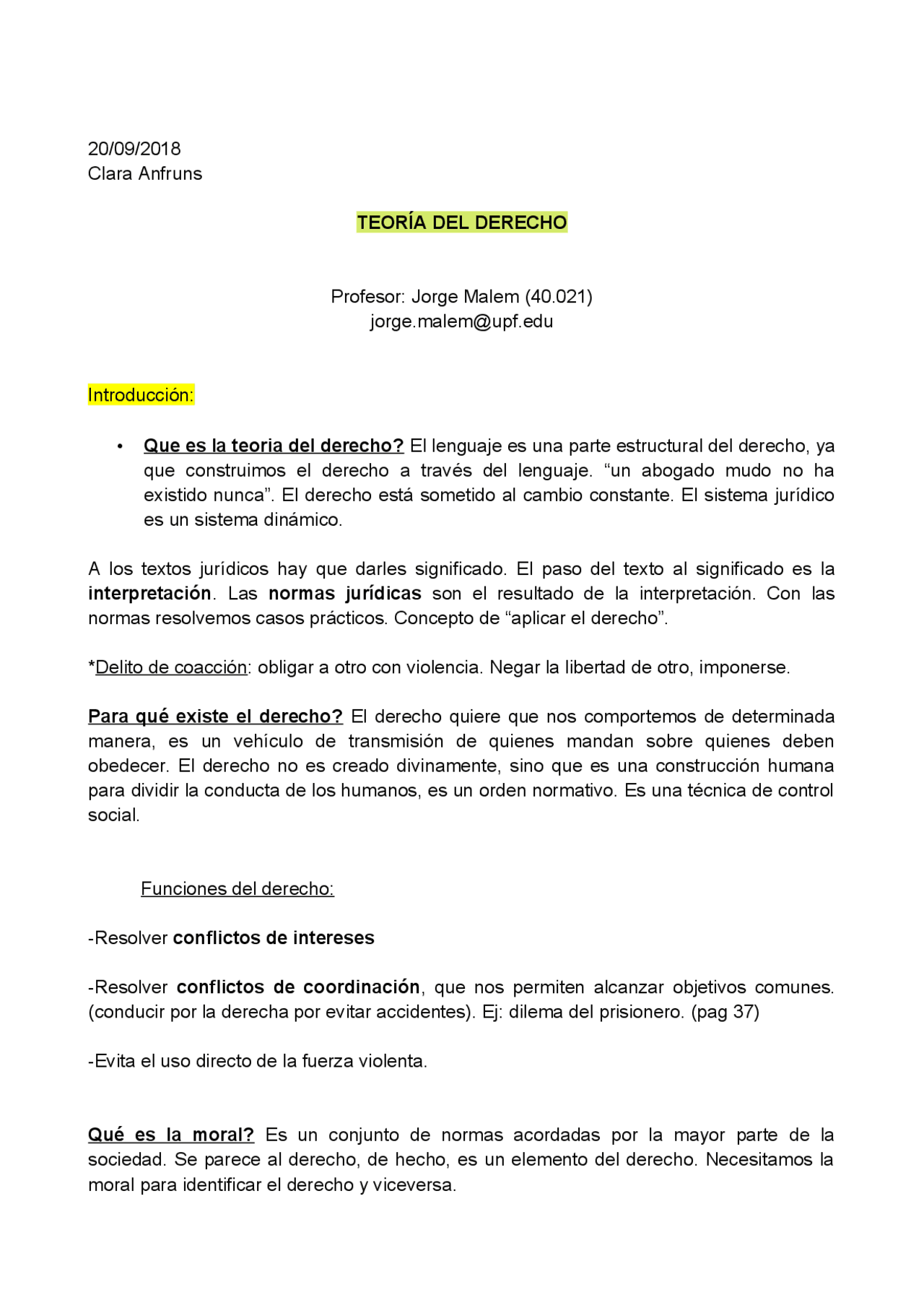 Apunts Teoria Del Dret Docsity