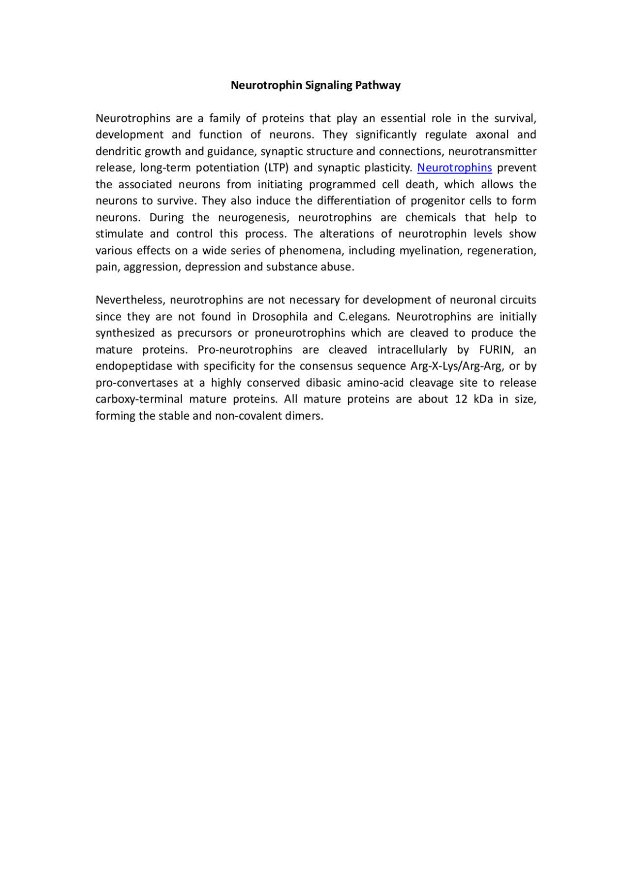 Neurotrophin Signaling Pathway Slides Biology Docsity