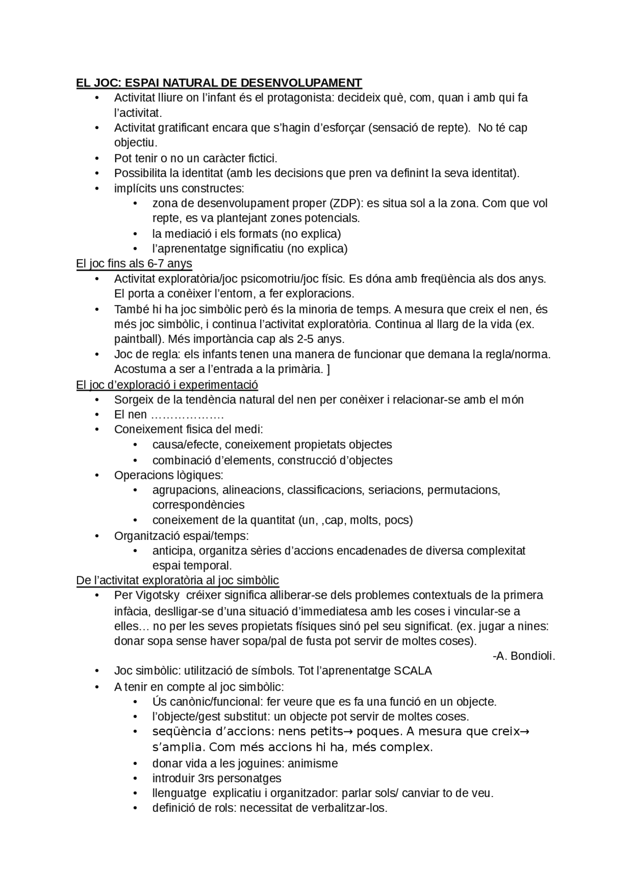 El Joc Psico De Desenvolupament Docsity