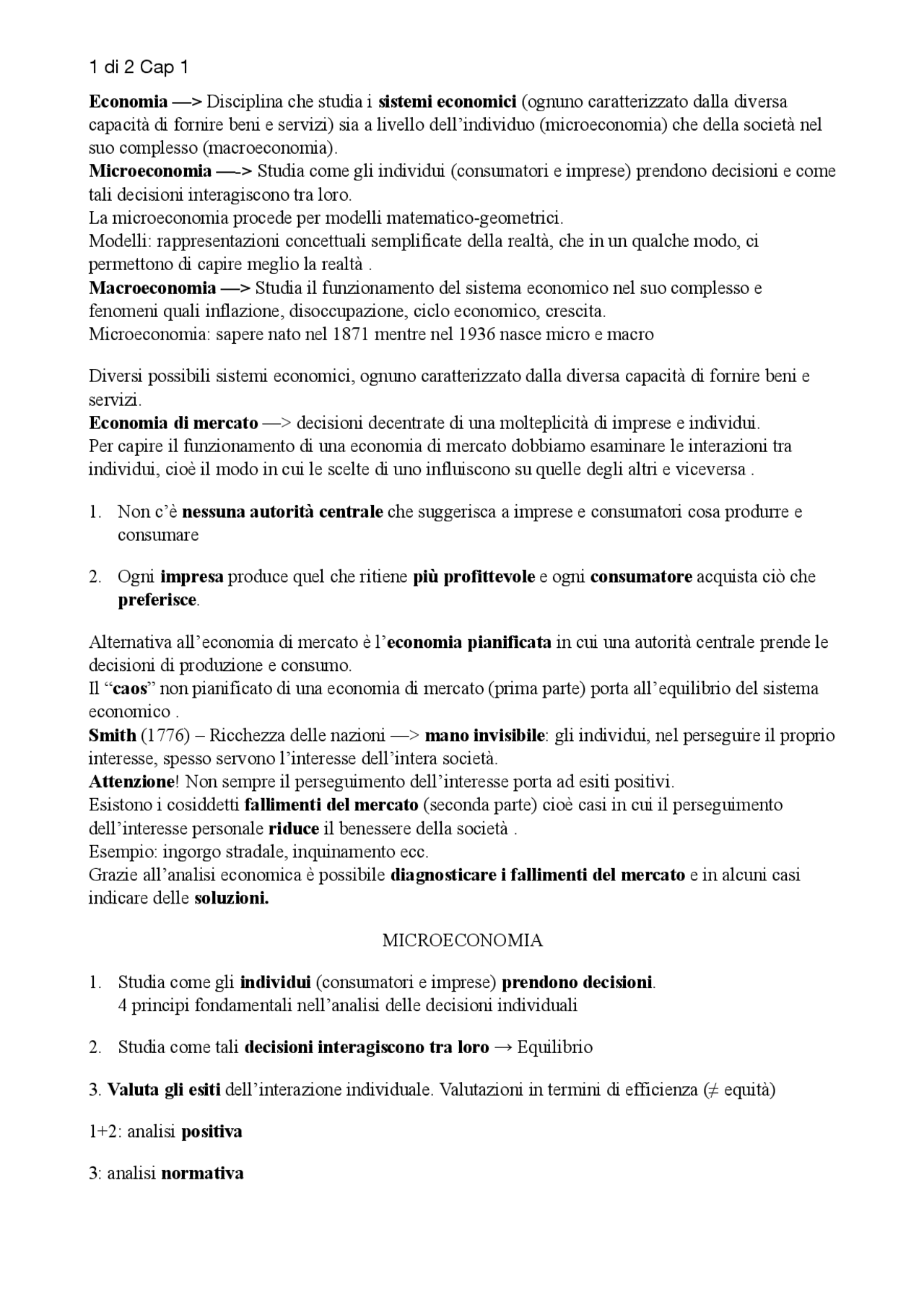 Microeconomia Introduzione Docsity
