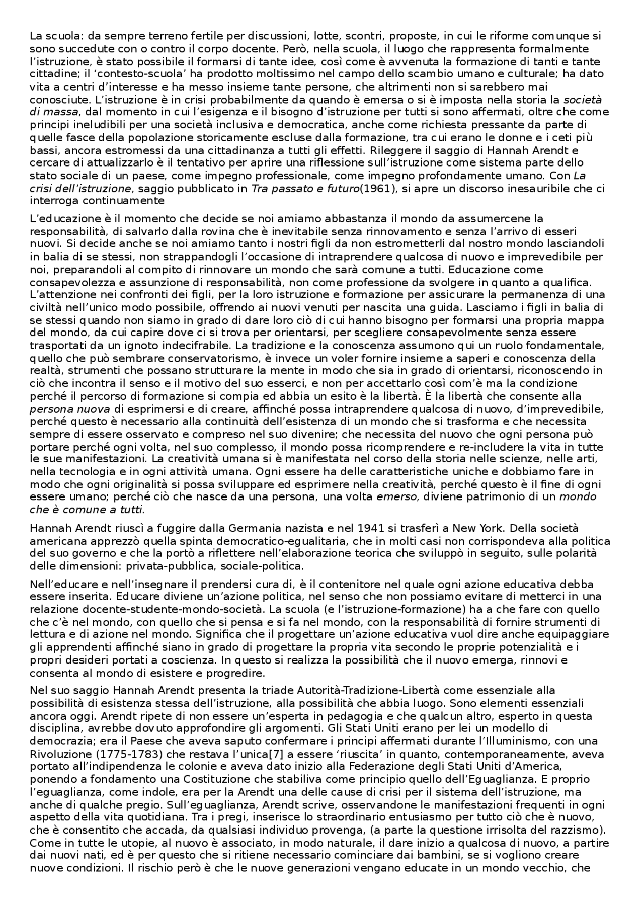Appunti Hannah Arendt Docsity