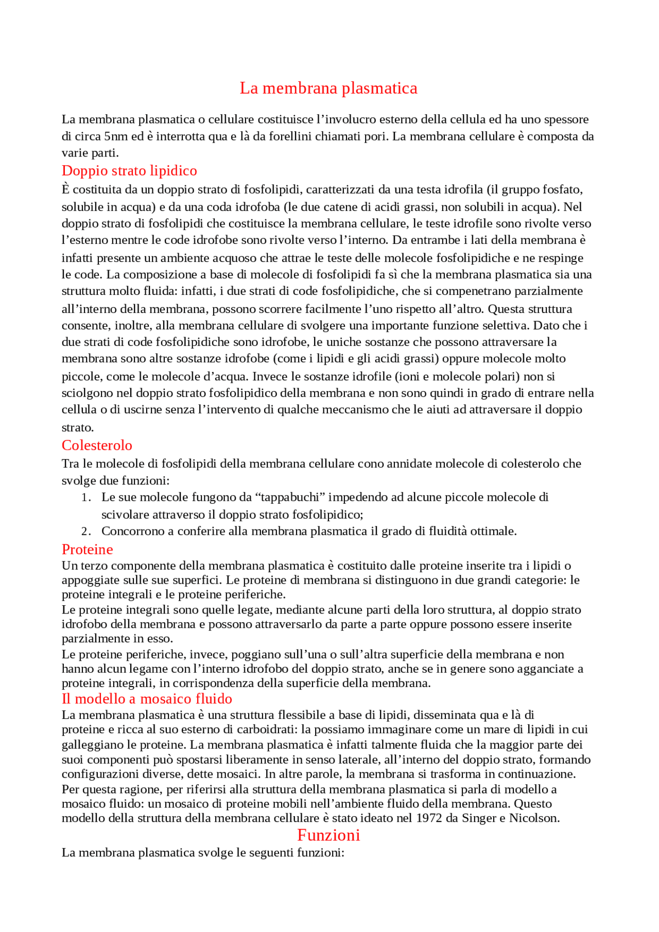 La Membrana Plasmatica Docsity