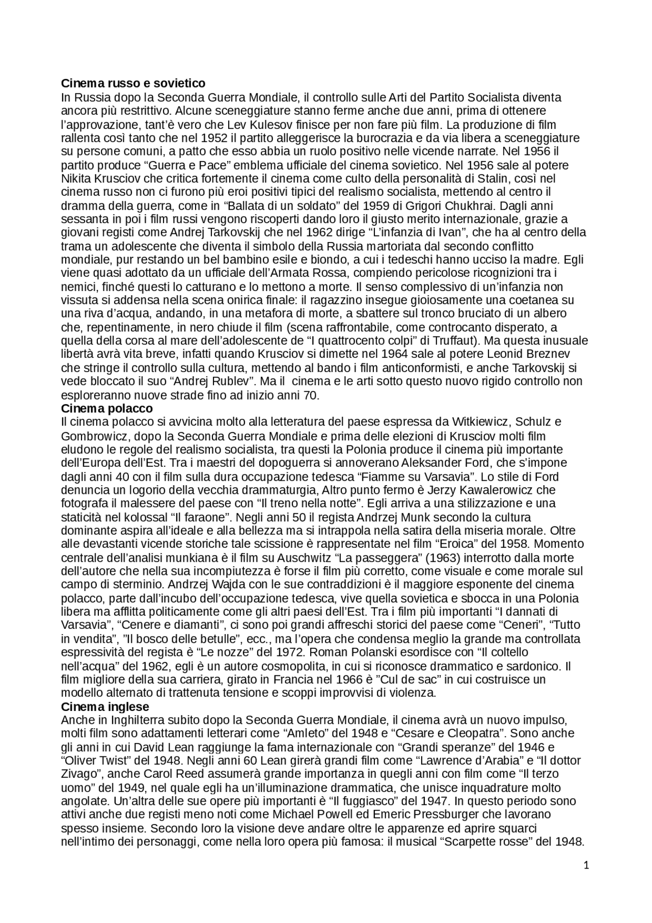 Riassunto Programma Storia Del Cinema I Lms Sapienza Docsity