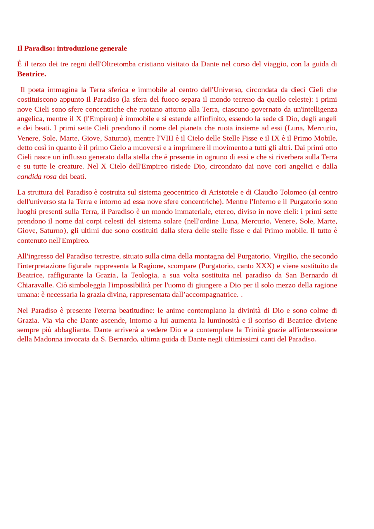Il Paradiso Di Dante Docsity