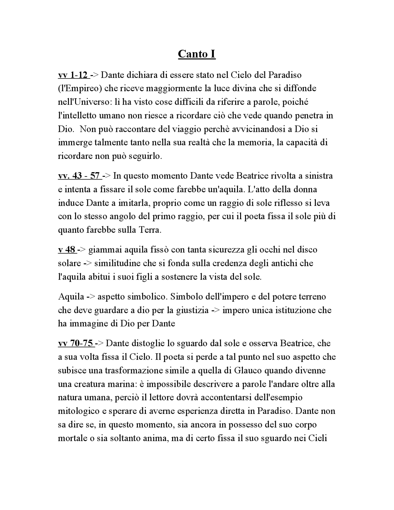 Divina Commedia Paradiso Canto 1 Docsity