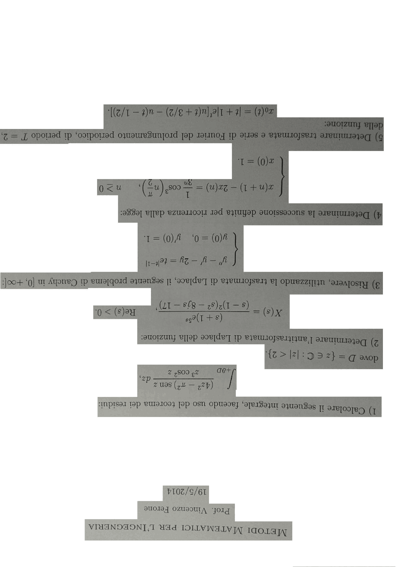 Prove Desame Di Metodi Matematici Docsity