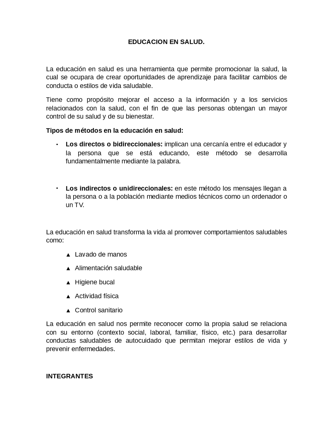 Educación En Salud Publica Docsity