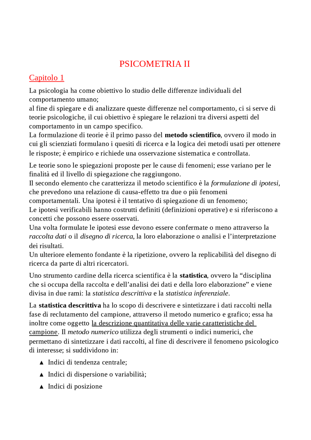 Psicometria 2 Piccolo Riassunto Docsity