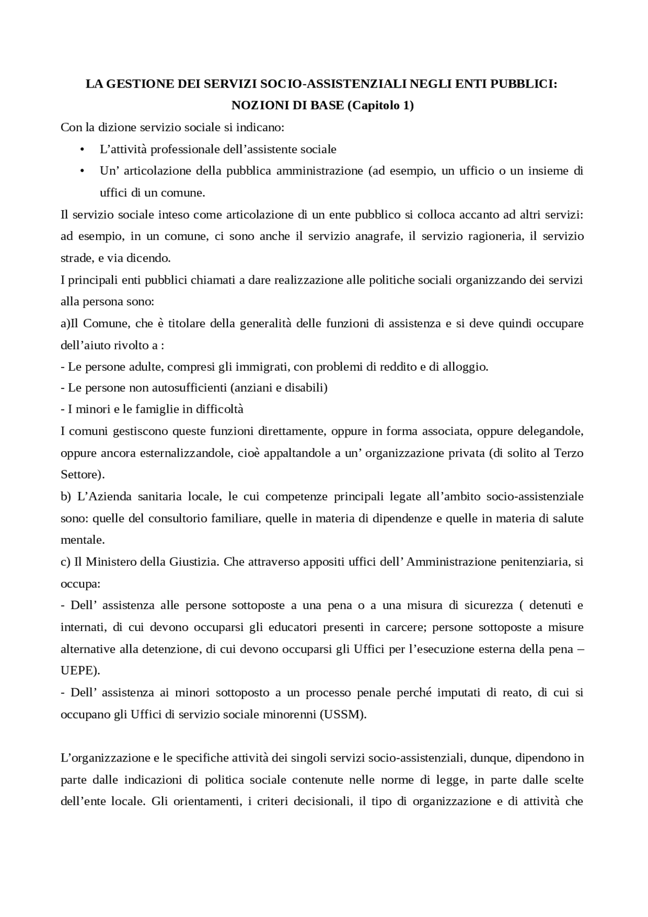 Linee Guida E Procedure Di Servizio Sociale Docsity