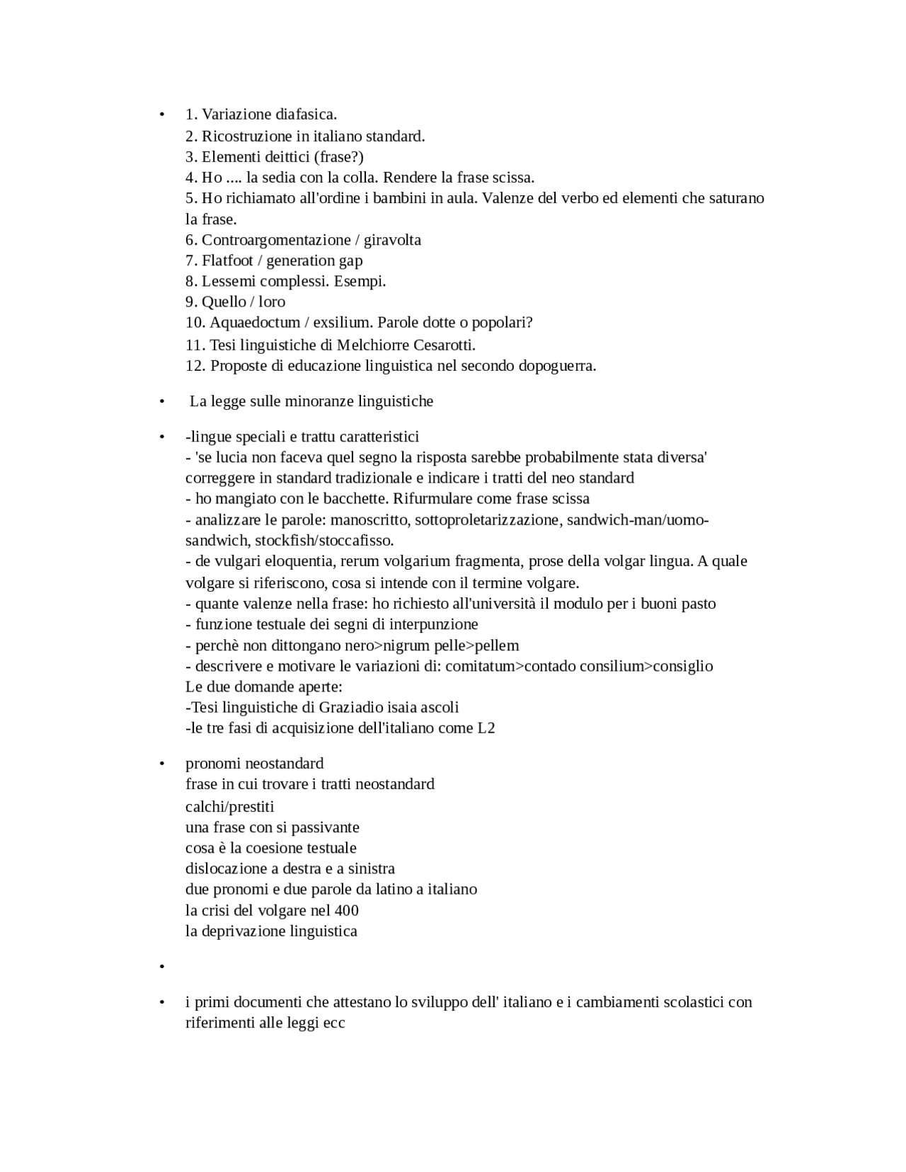 Domande Linguistica Esame Docsity