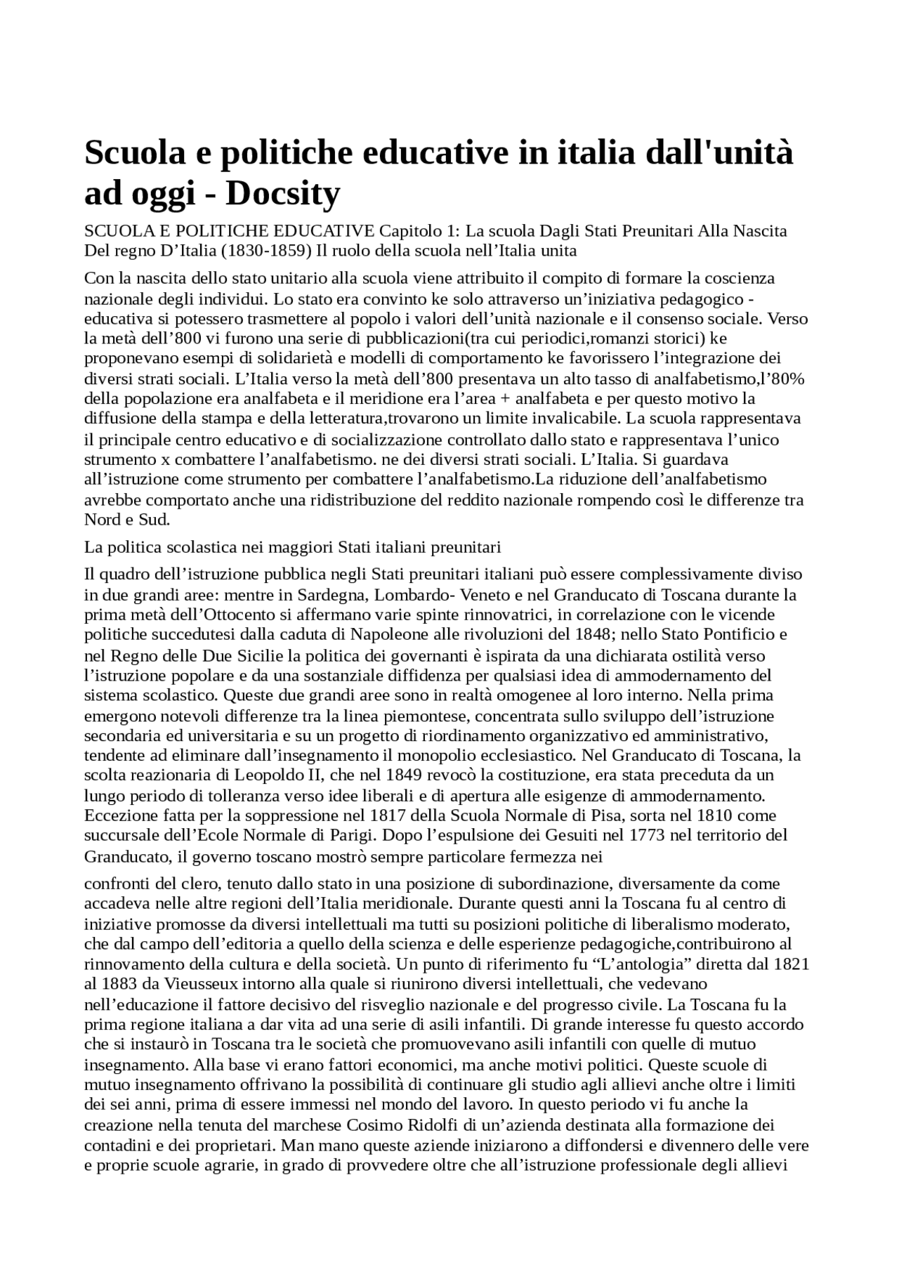 Scuole E Politche Educative Docsity