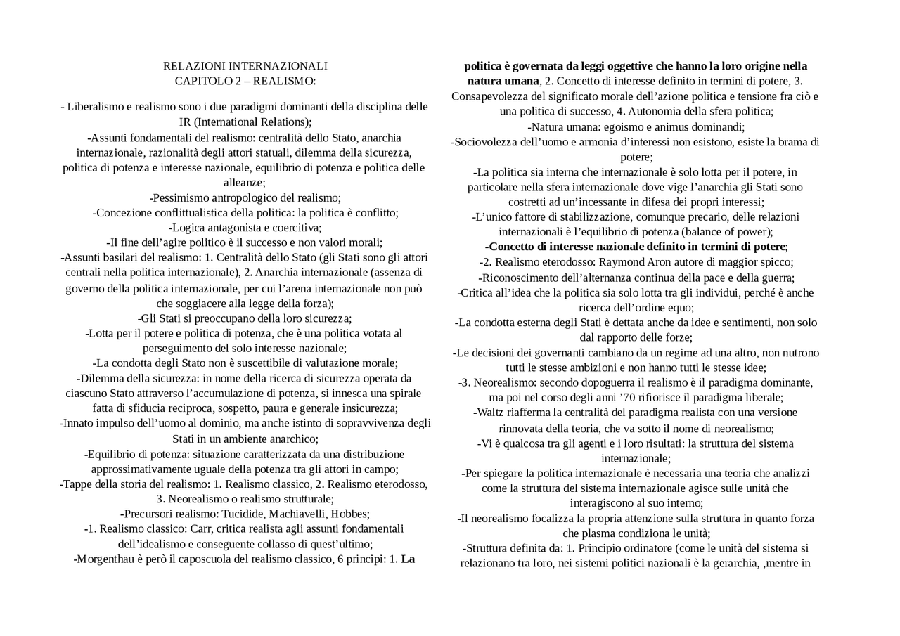 Relazioni Internazionali Di Emidio Diodato Docsity