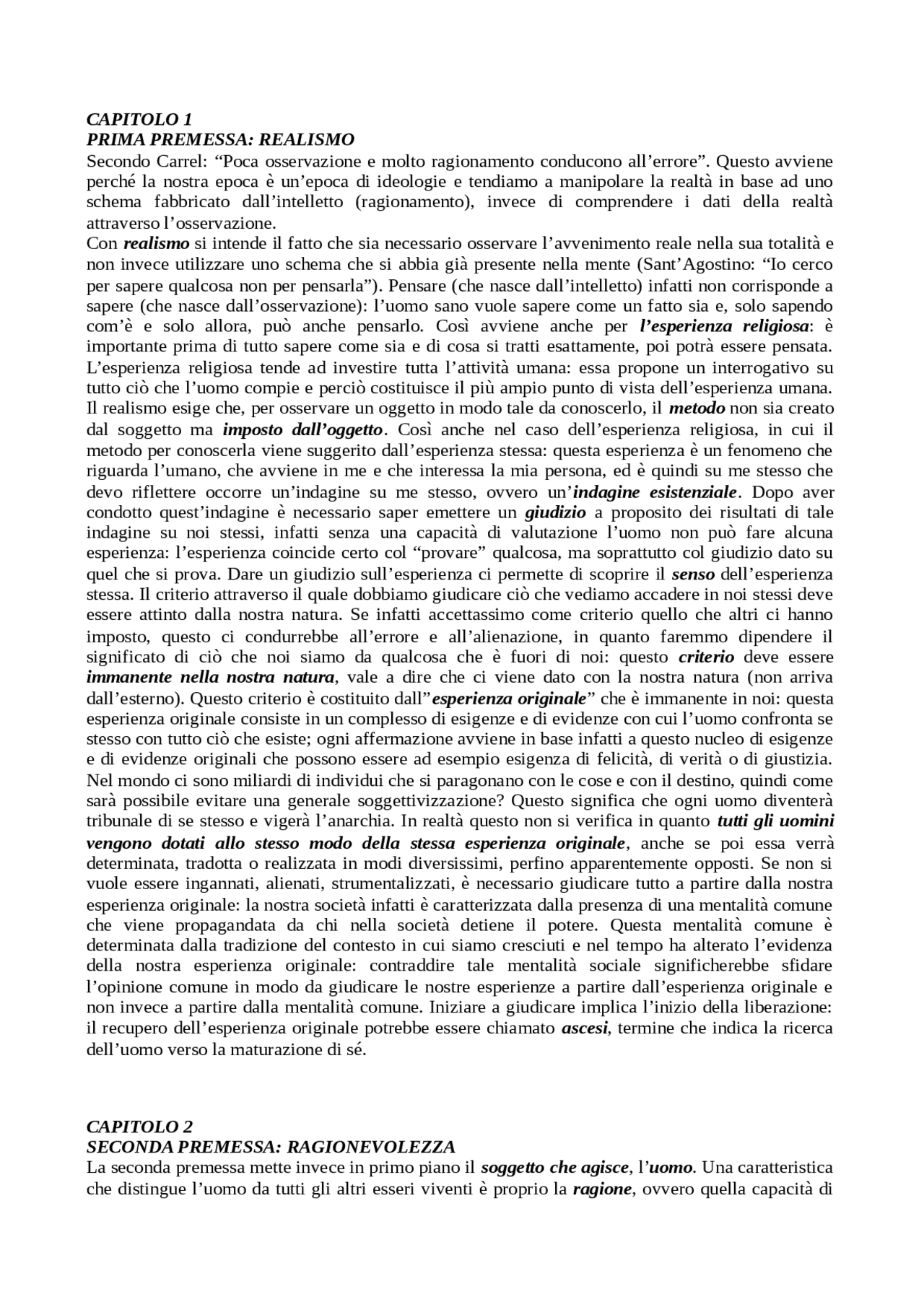 Riassunto Libro Il Senso Religioso Docsity