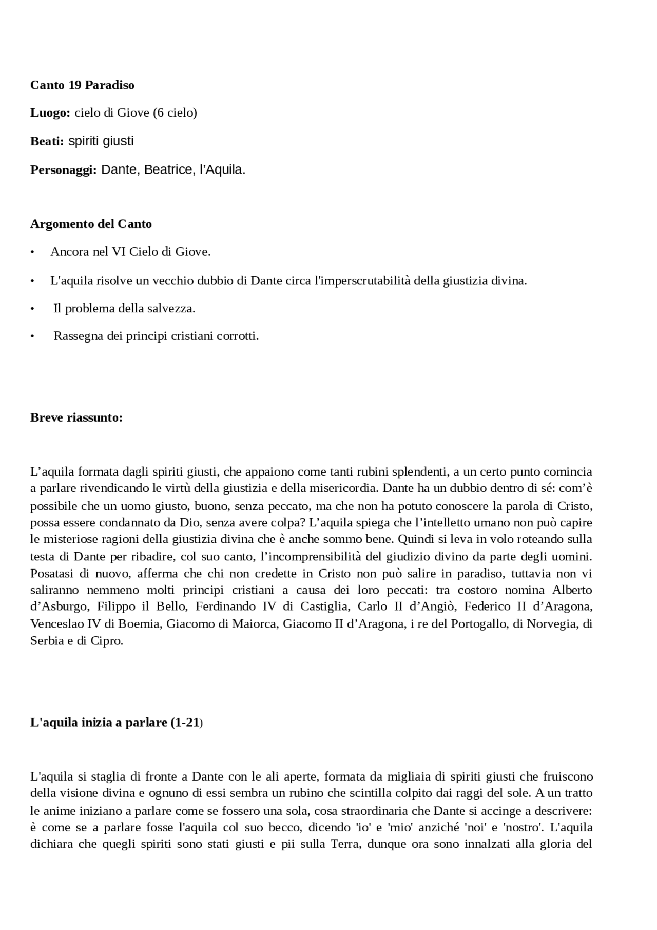 Canto 19 Paradiso Divina Commedia Docsity