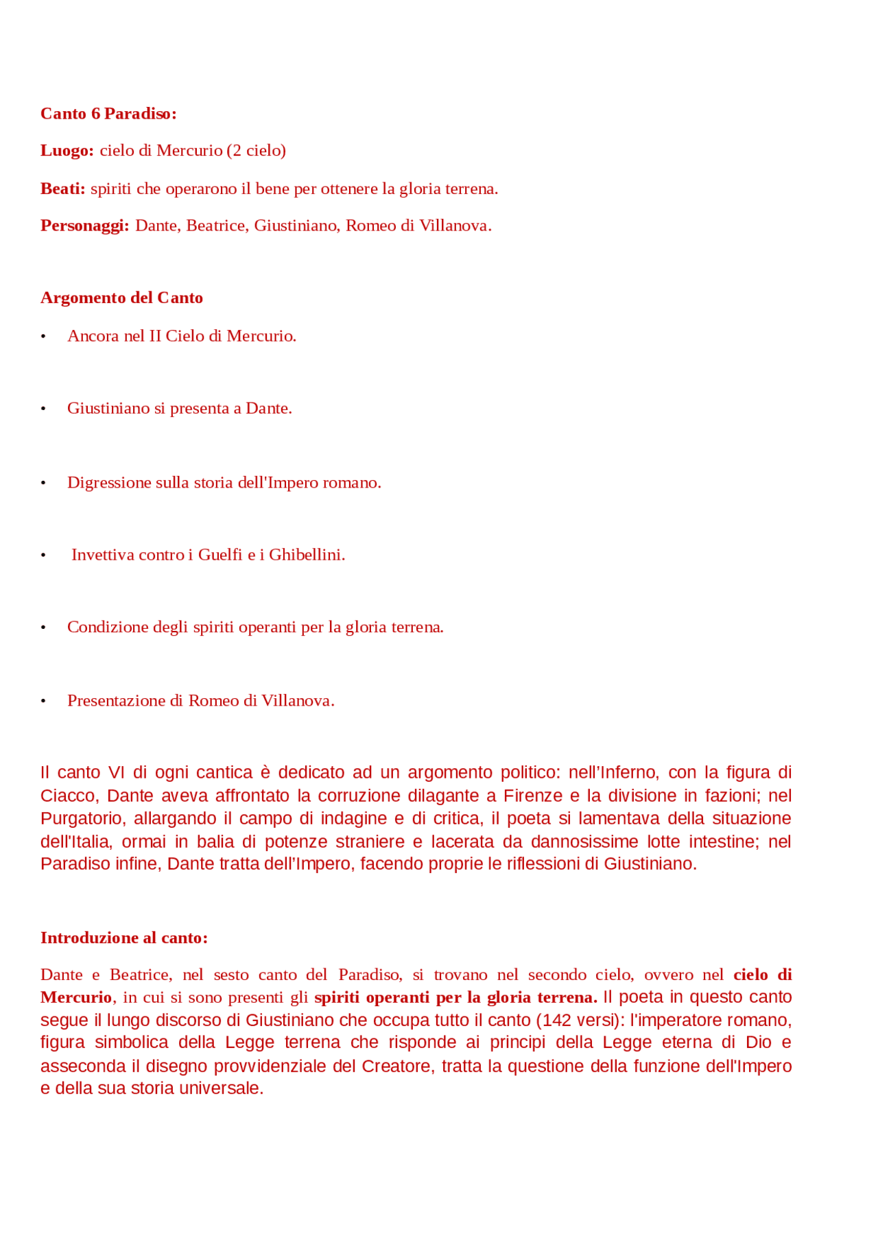Canto 6 Paradiso Divina Commedia Docsity