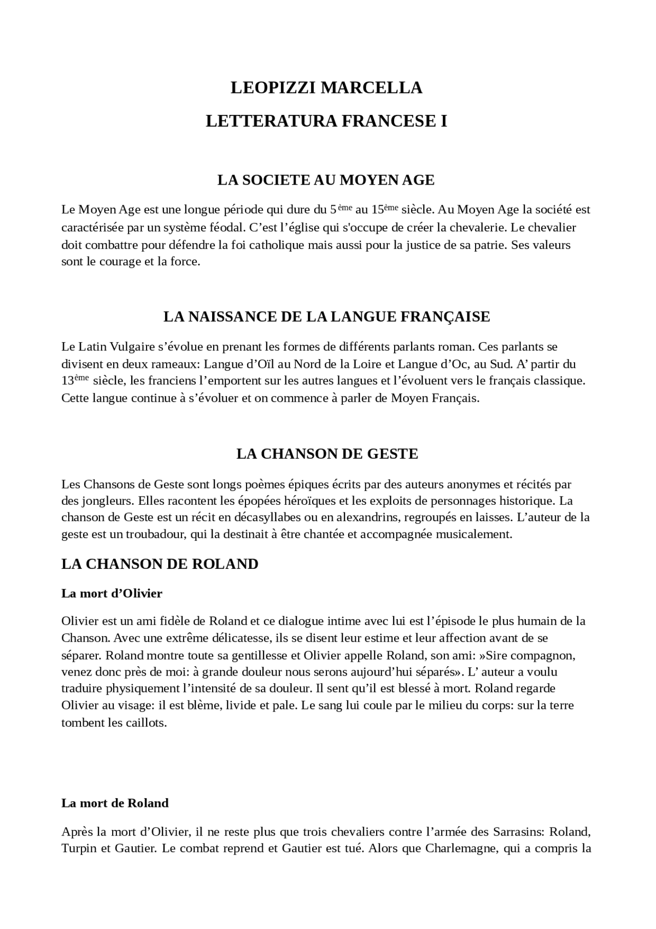 Riassunto Esame Letteratura Francese I Docsity