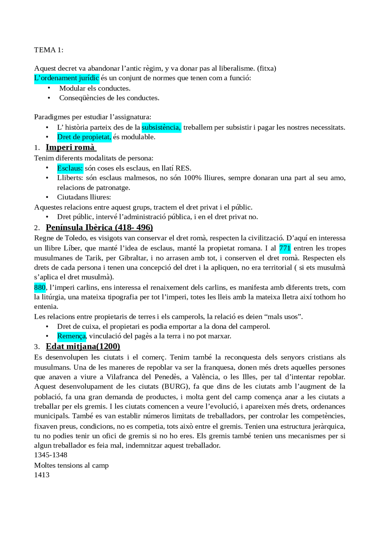 Tema 1 Història Del Dret Docsity