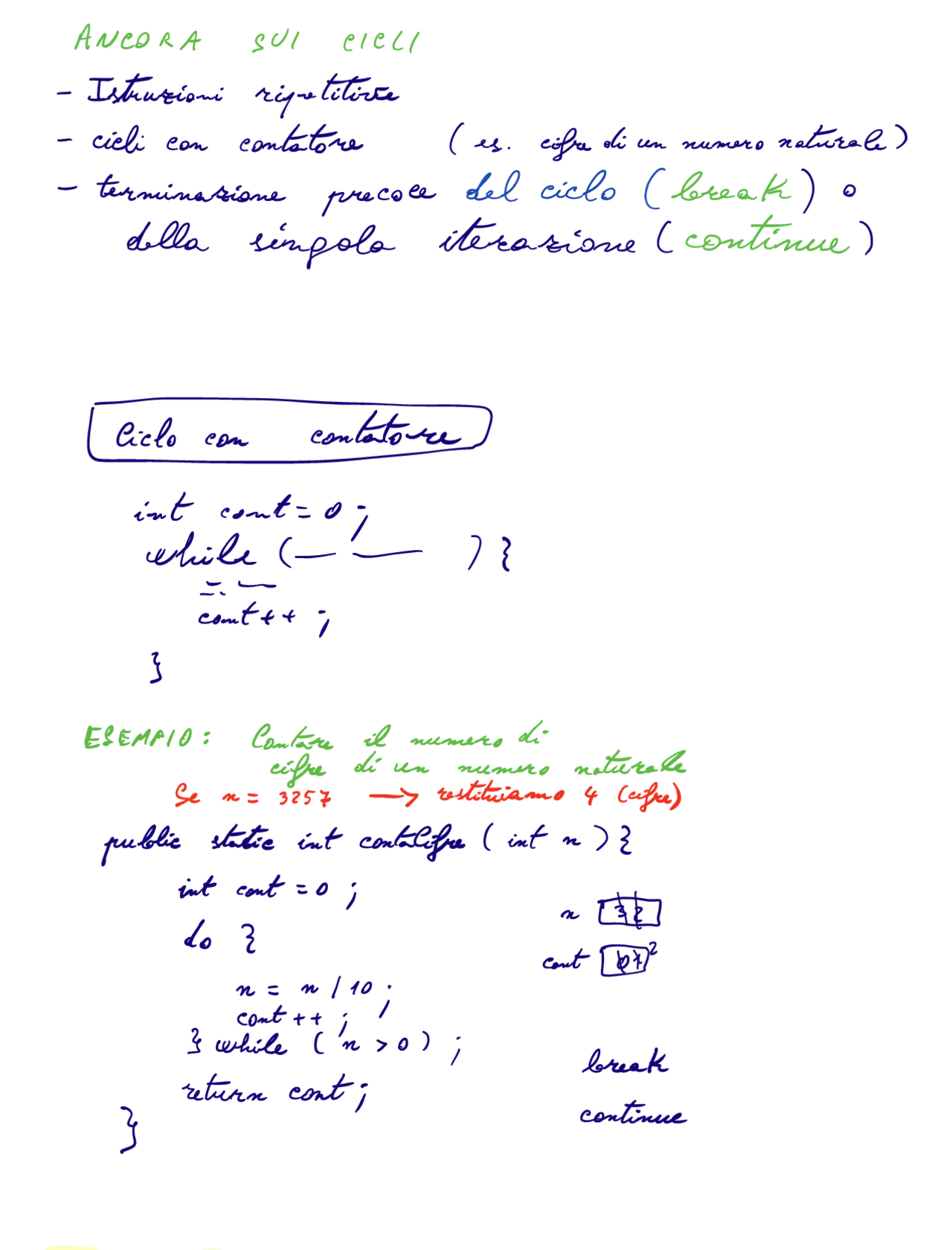 Appunti su cicli - stringhe java - Docsity