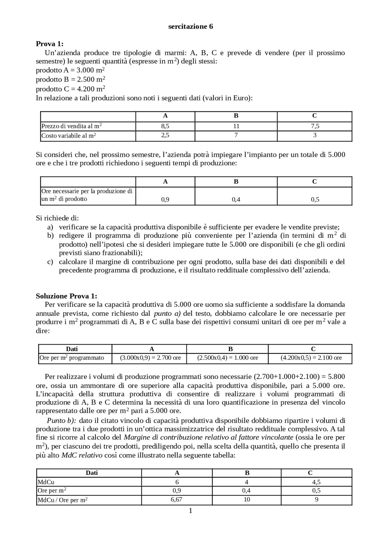 Programmazione E Controllo Esercitazione Docsity