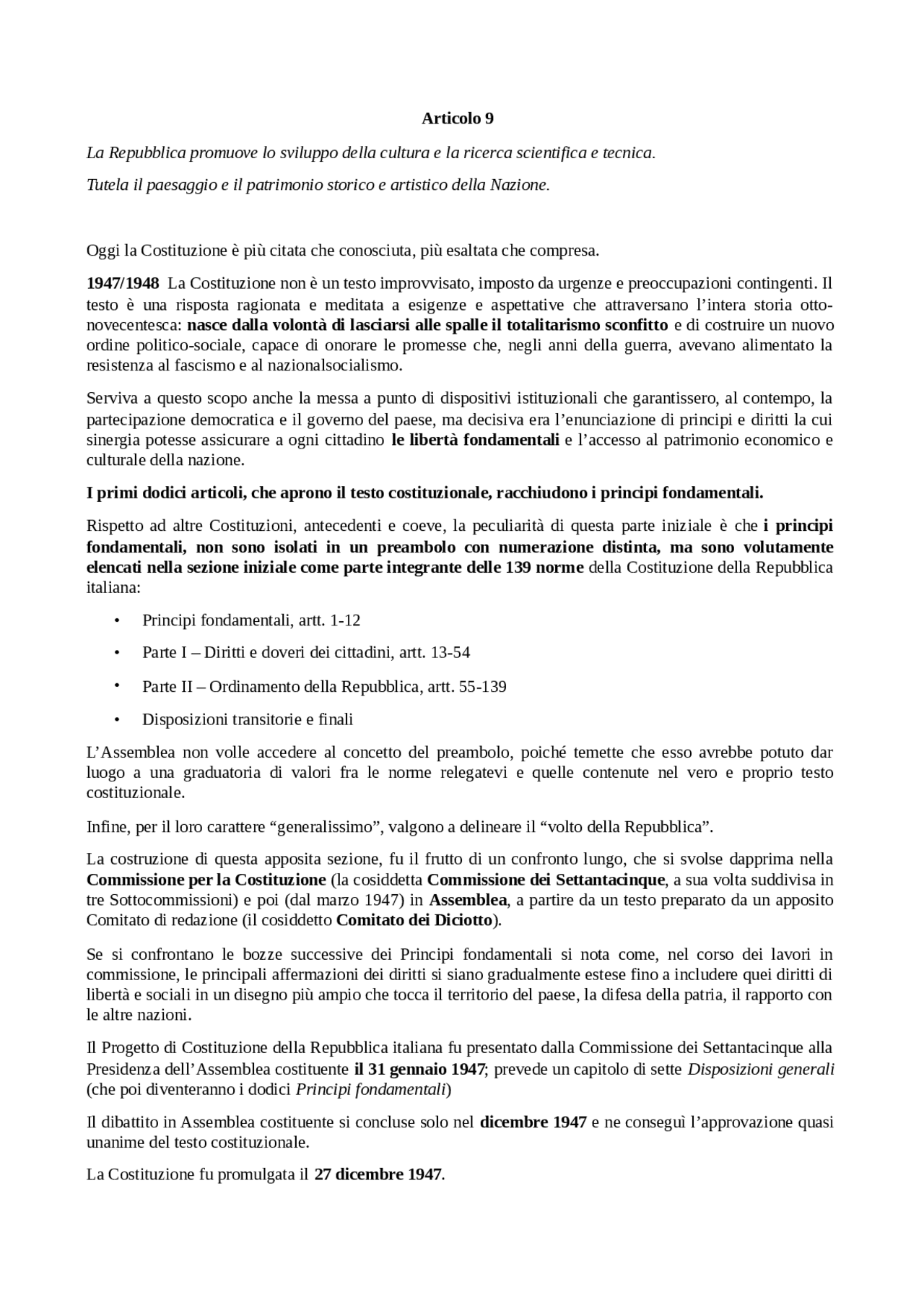 Articolo 9 Costituzione Italiana di Tomaso Montanari | Sintesi del ...