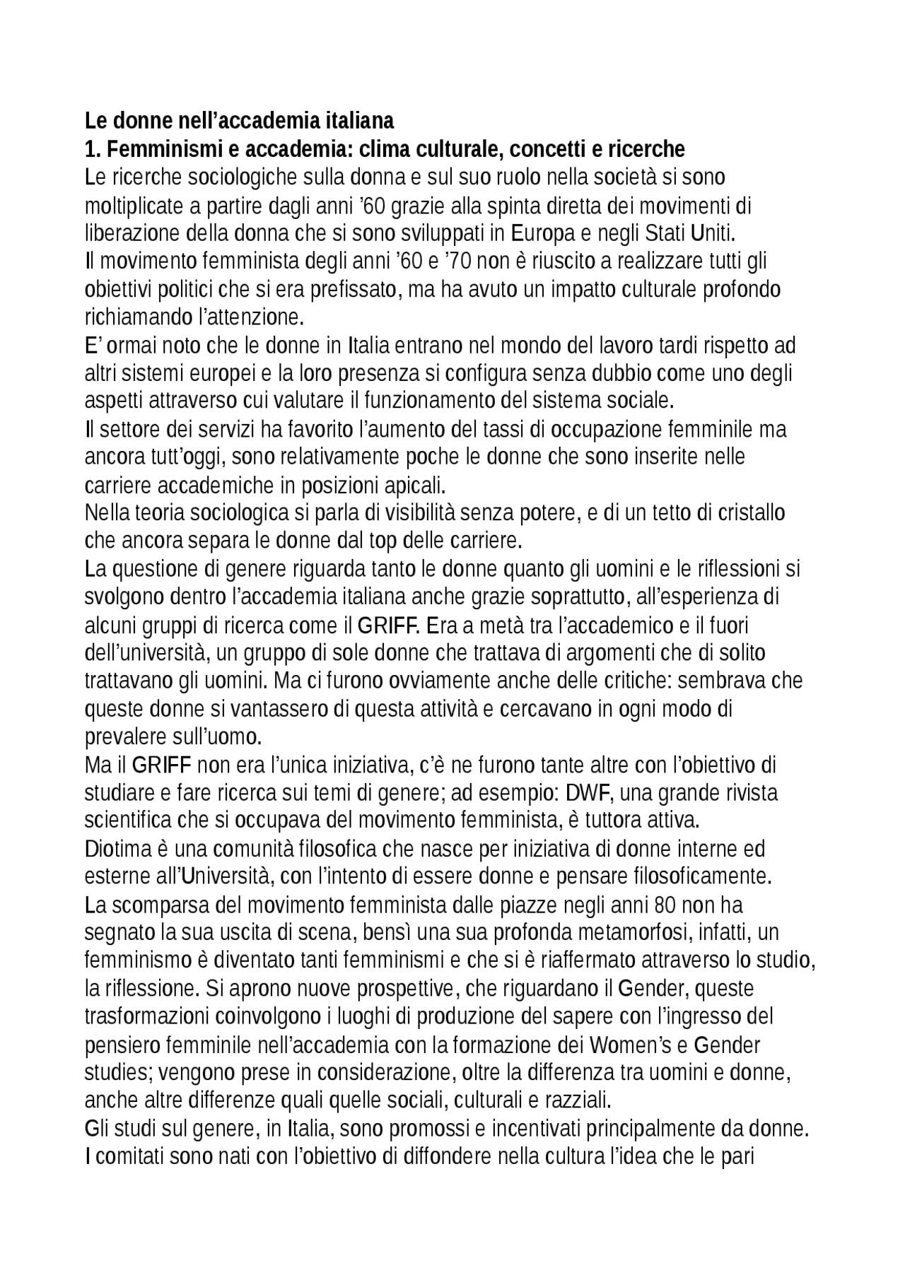 Le Donne Dellaccademia Italiana Sistemi Socio Economici Docsity