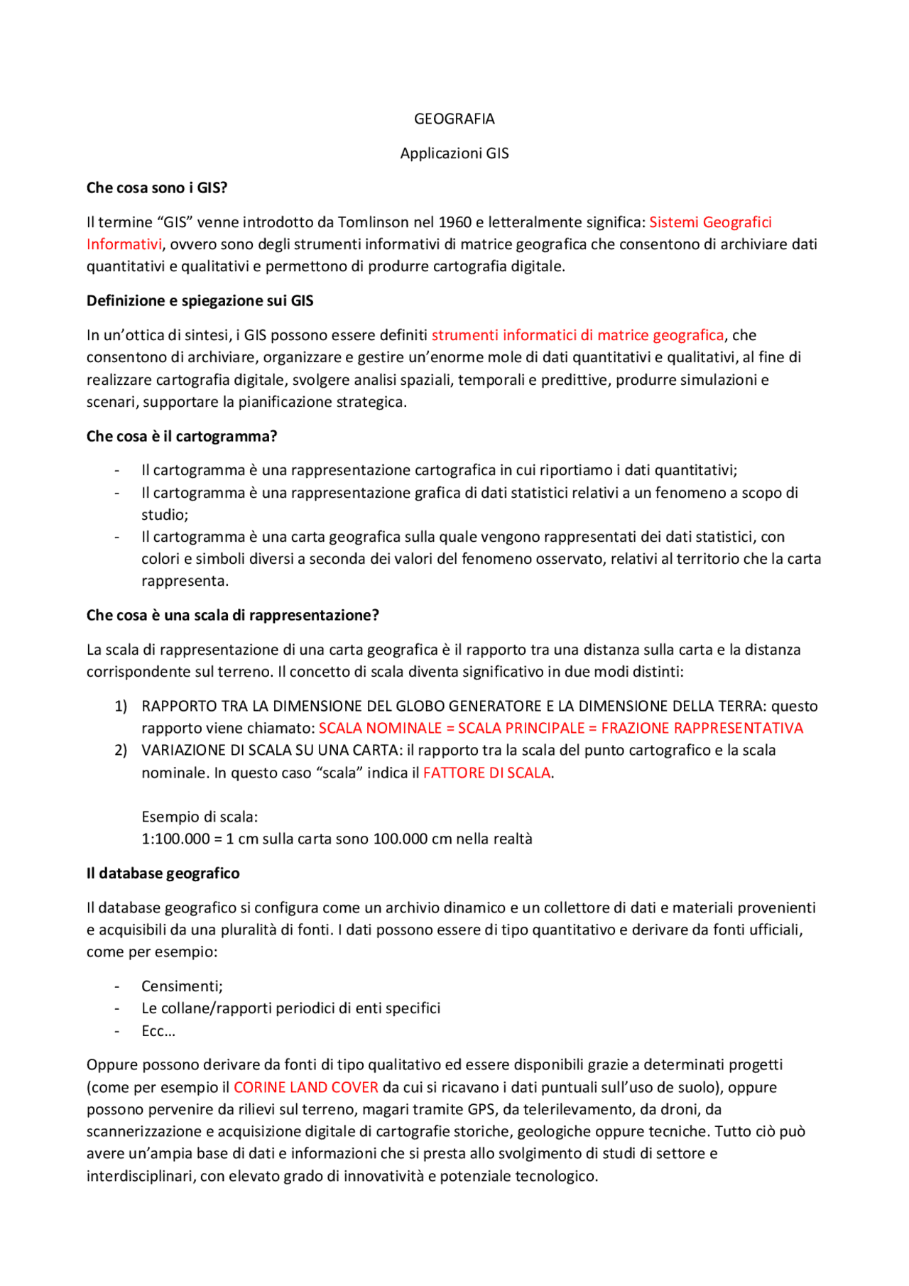 Geografia Applicazioni Gis Appunti Di Geografia Docsity