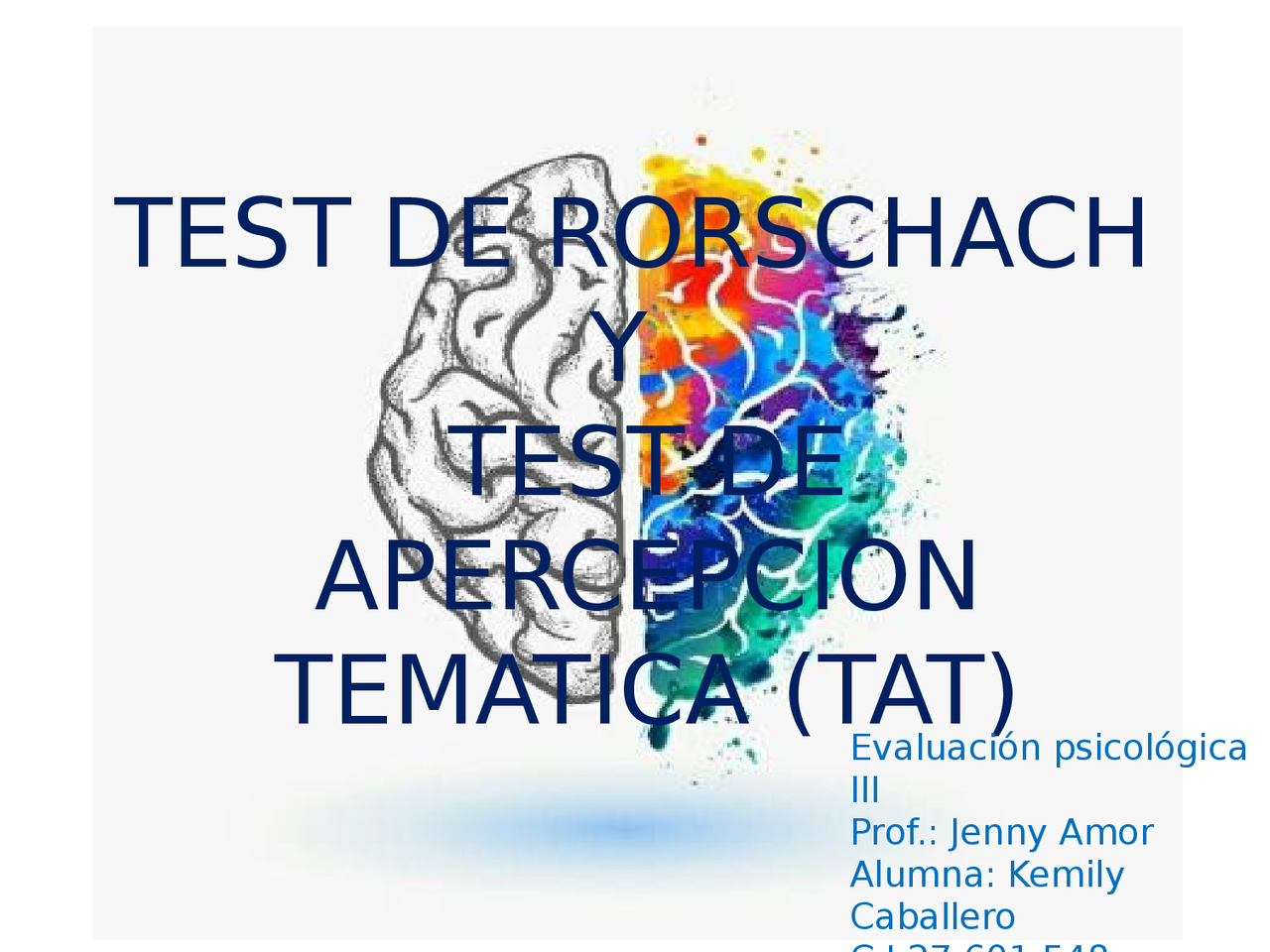Test de TAT y Test de Rorschacha - Docsity