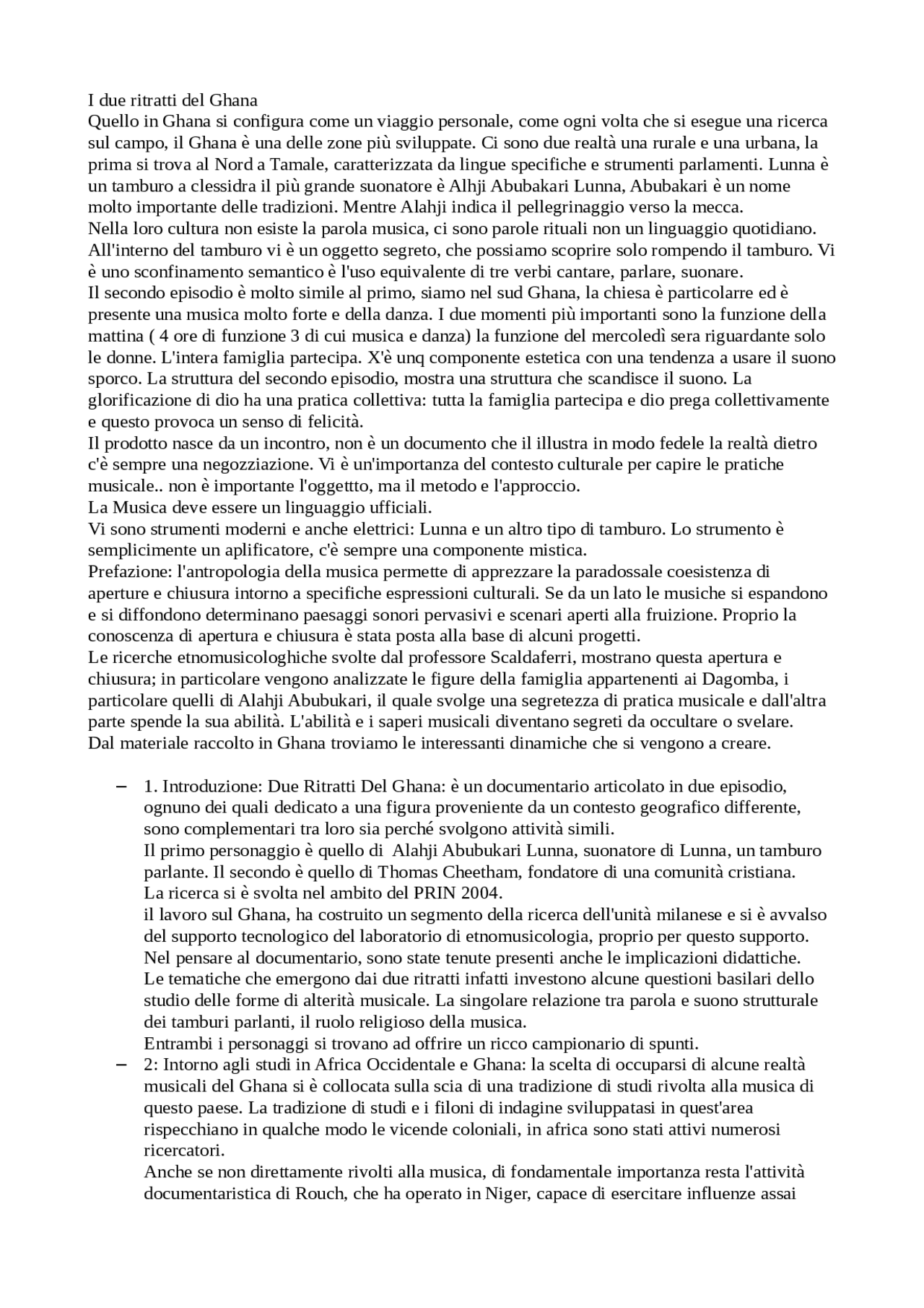 Riassunto Il Ritratto Del Ghana Docsity