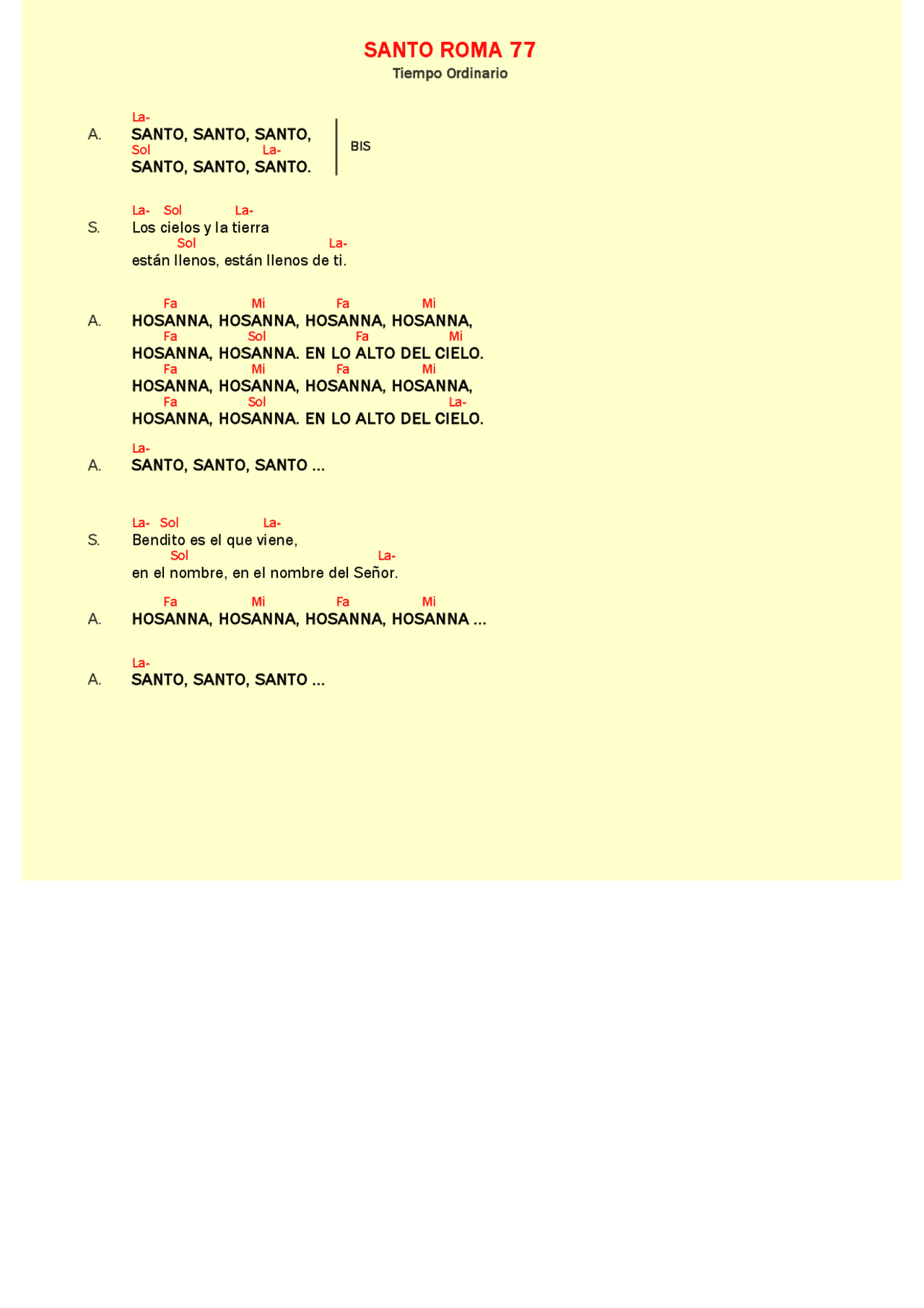 Canción santo Roma 77 - Docsity