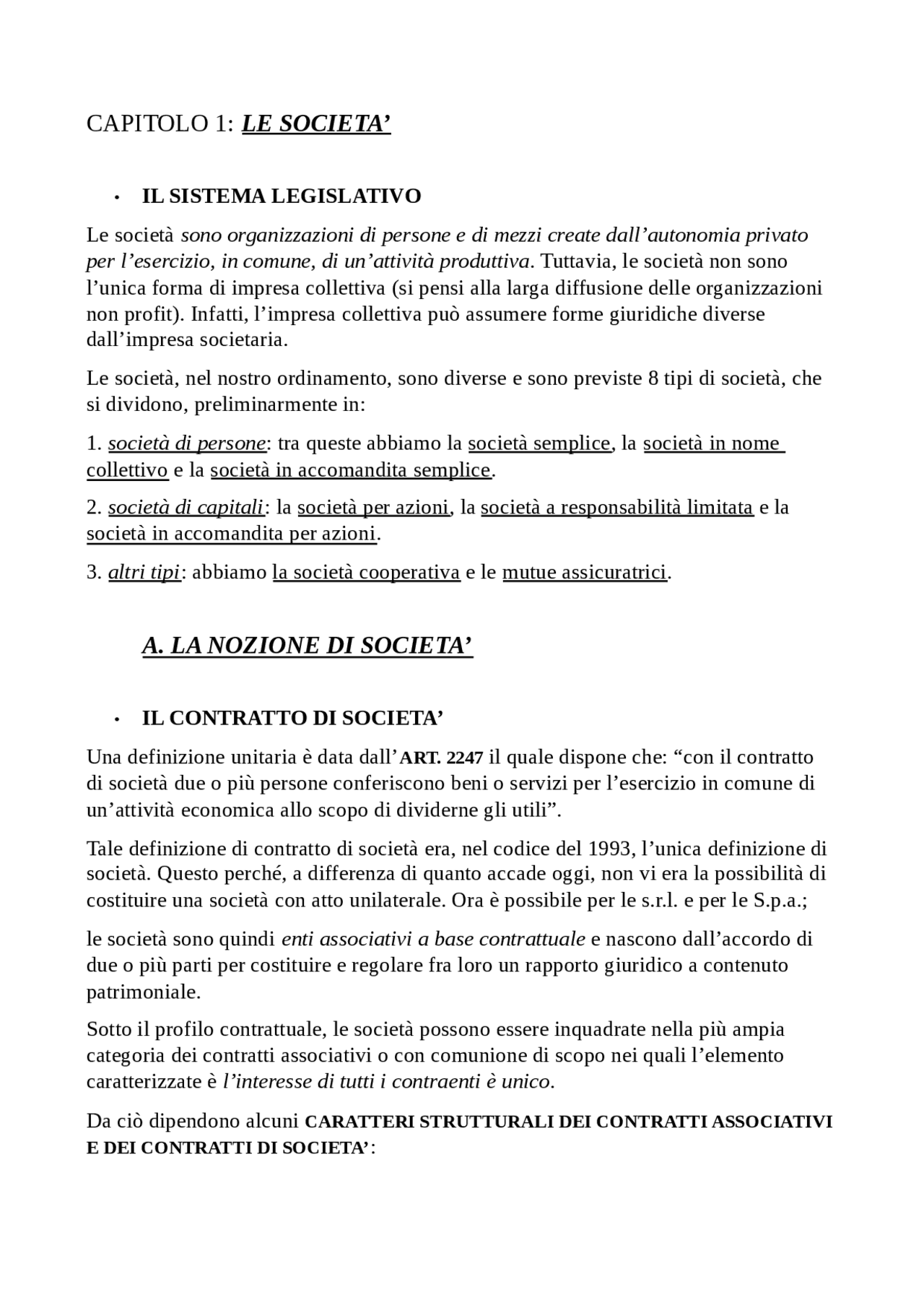 Dispense Sui Tipi Di Società Libro Di Riferimento Campobasso Docsity
