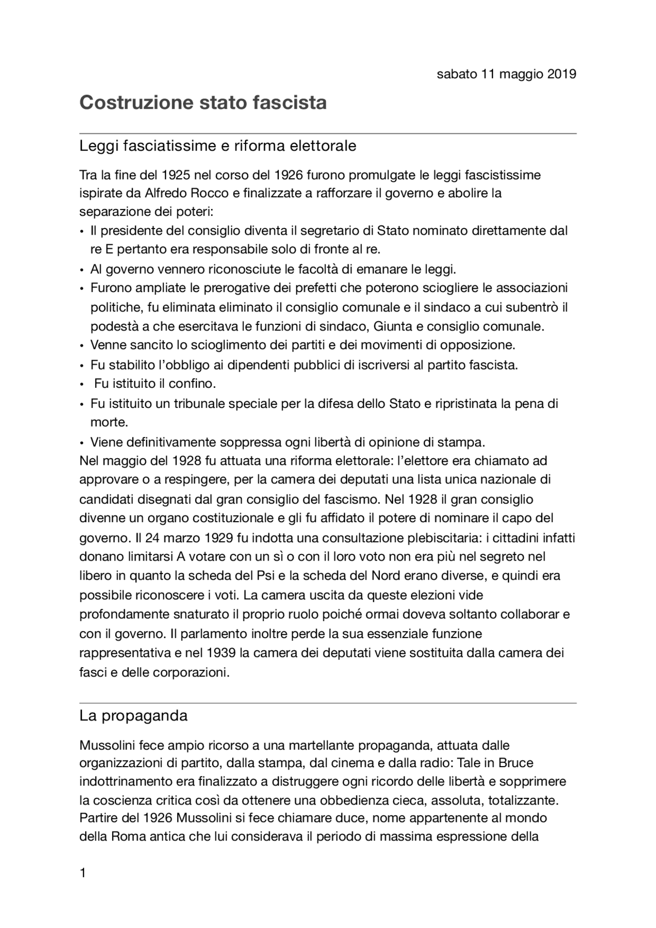 Costruzione Stato Fascista Docsity