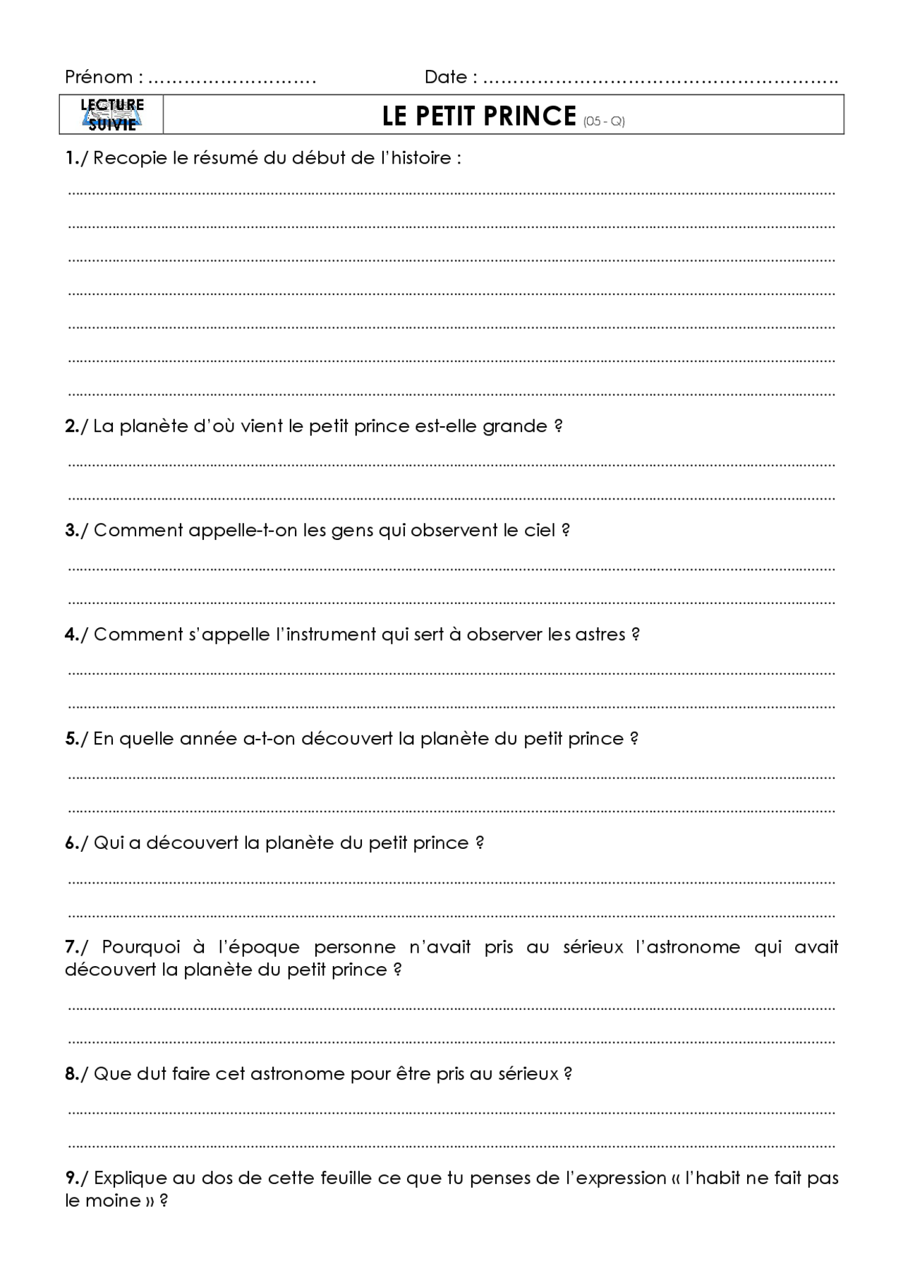 Le Petit Prince - Docsity