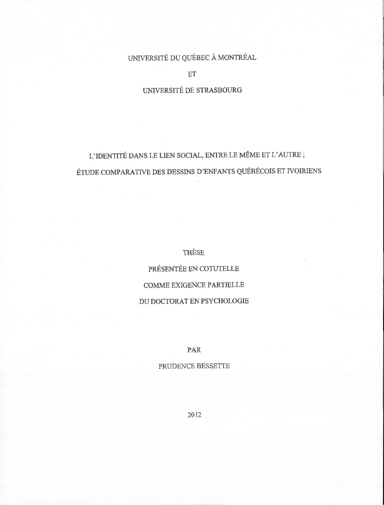 L'identité dans le lien social entre le même et l'autre: étude ...