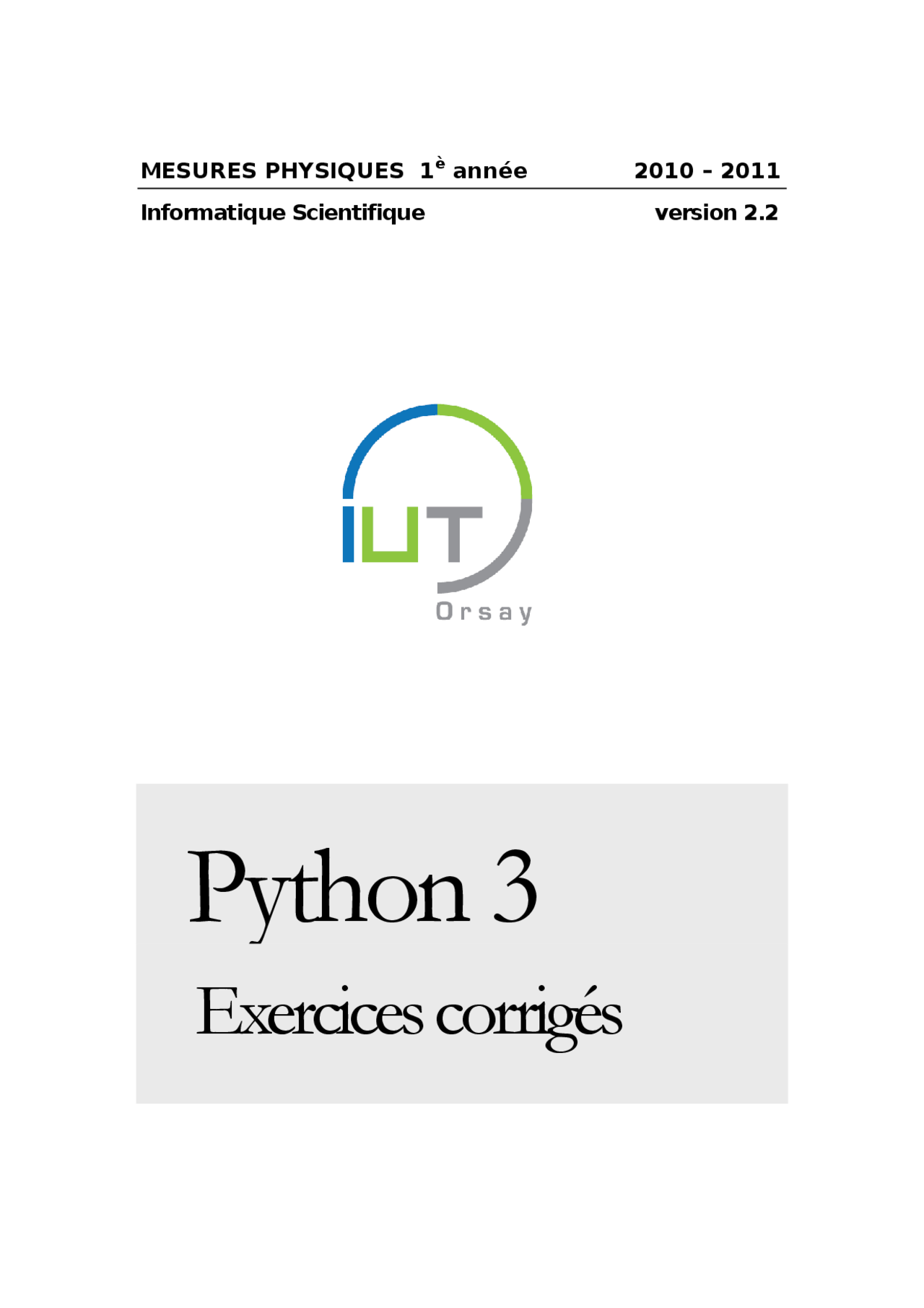 Python 3 Exercices Corrigés Exercices Informatique Docsity