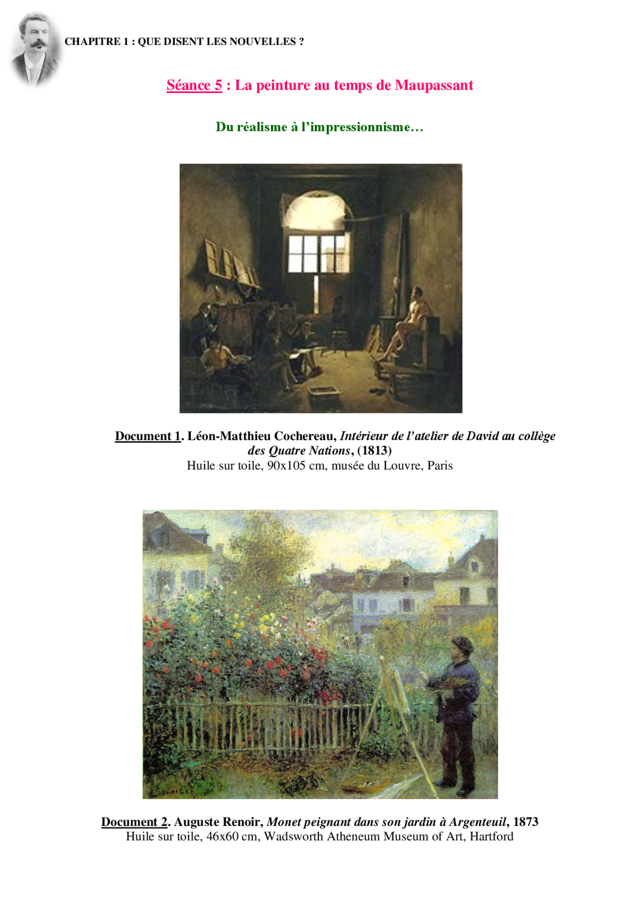 La Peinture Au Temps De Maupassant Essai Littérature Docsity