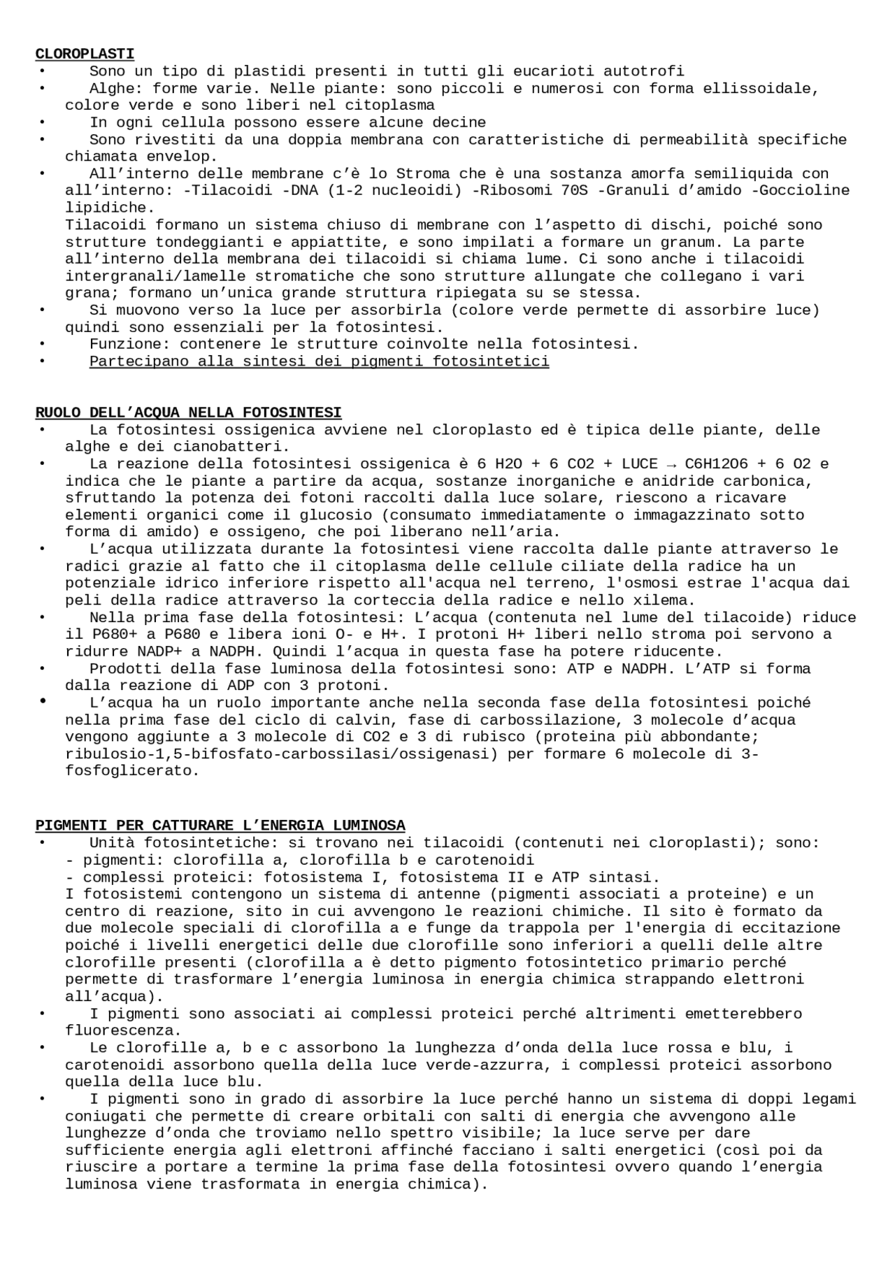 Riassunto Di Botanica Docsity
