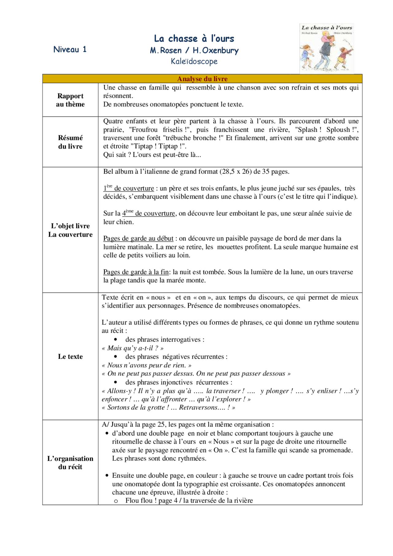 La chasse à lours - Docsity