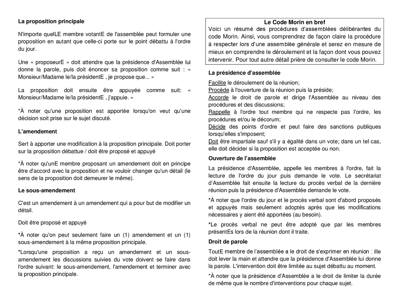 Le Code Morin en bref - Docsity