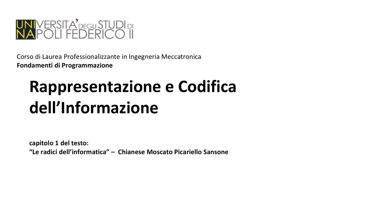 Informazione e codifica - Docsity