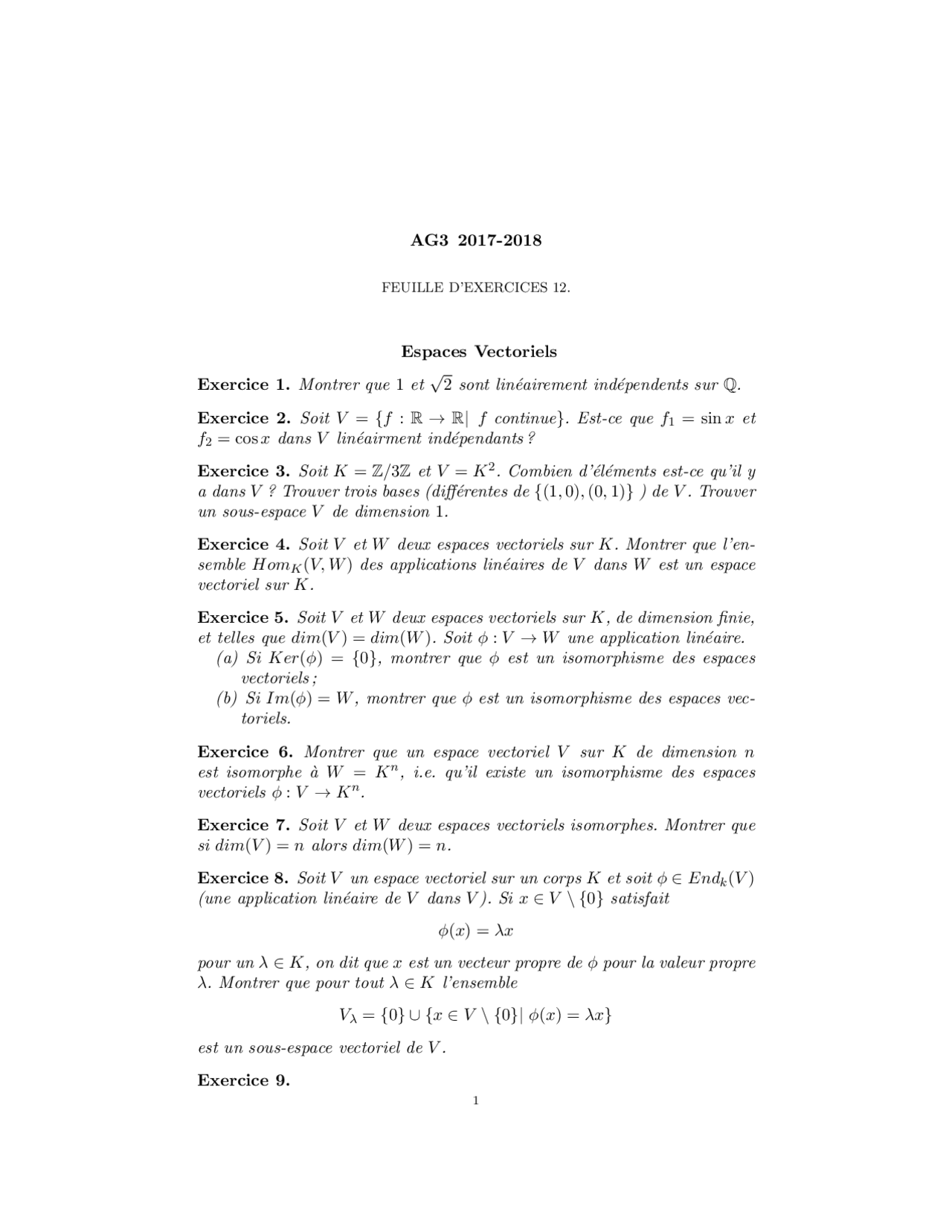Espaces Vectoriels 2017 2018 Docsity