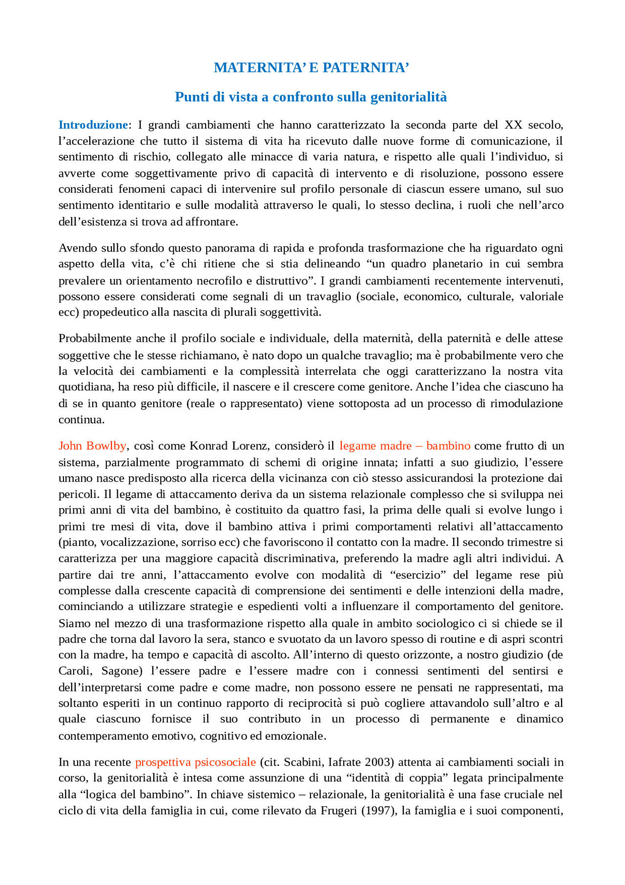 Maternità E Paternità Docsity