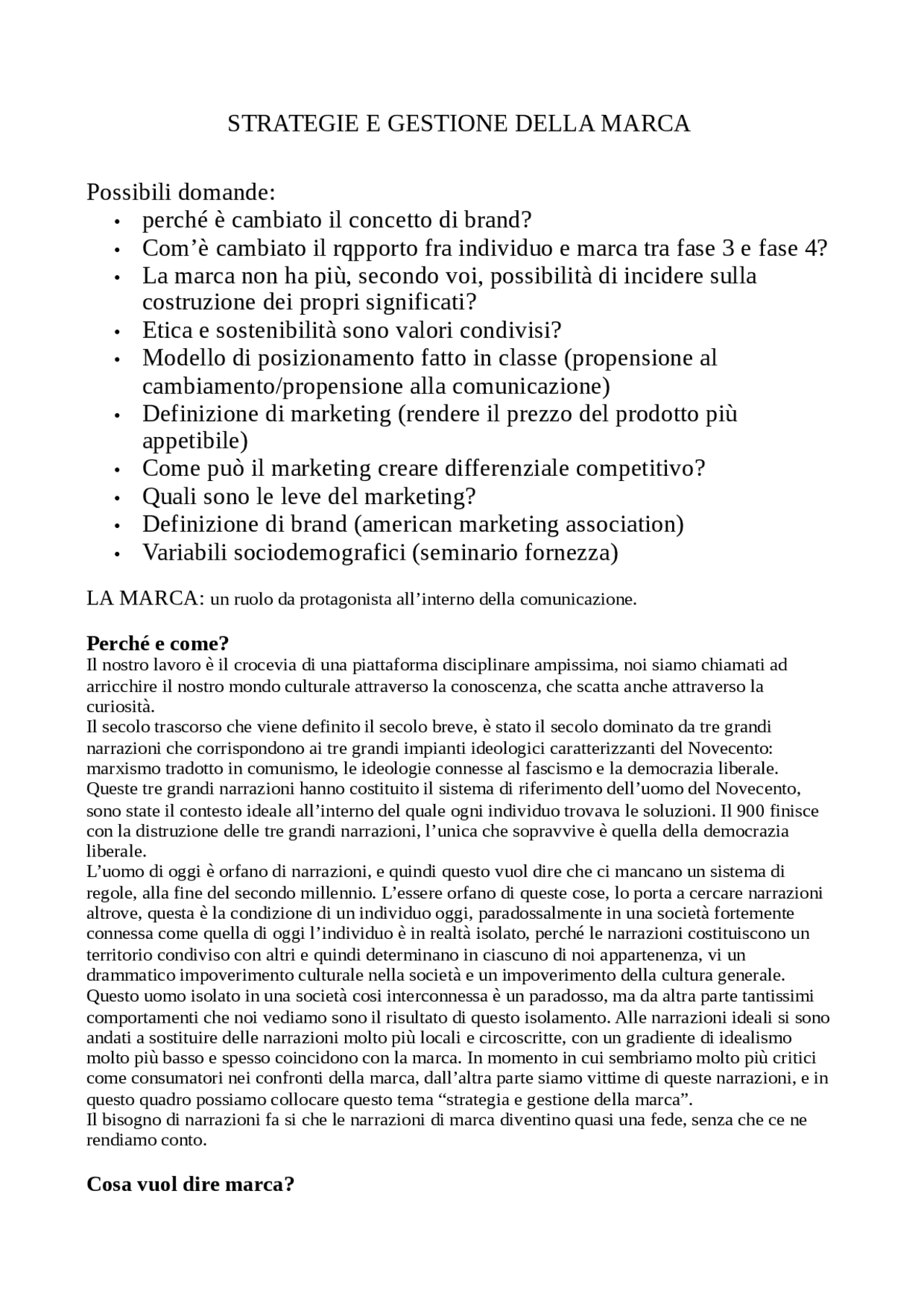 Strategia E Gestione Della Marca Docsity