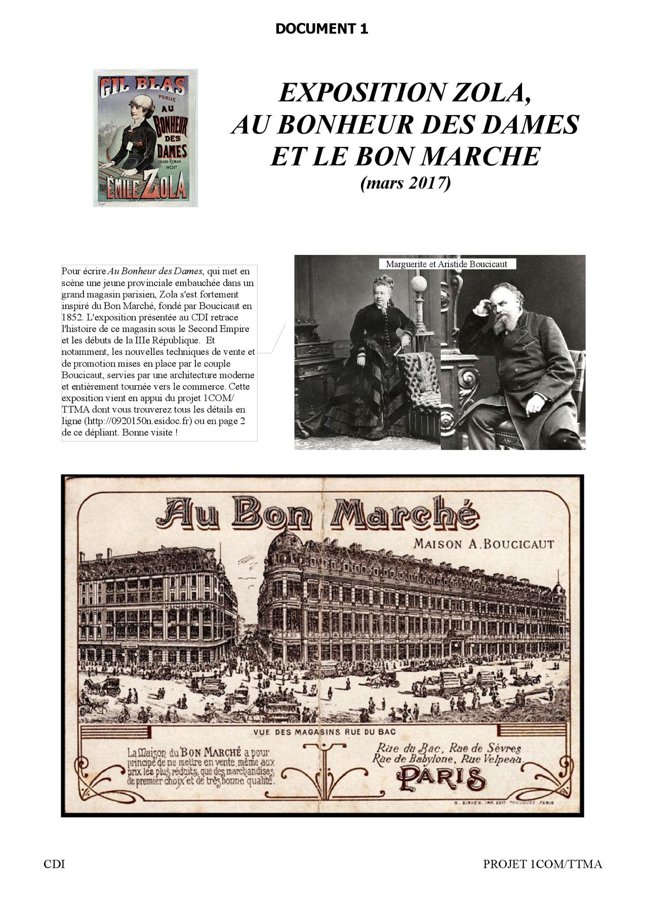 Exposition Zola, au bonheur des dames et le bon marché - Docsity