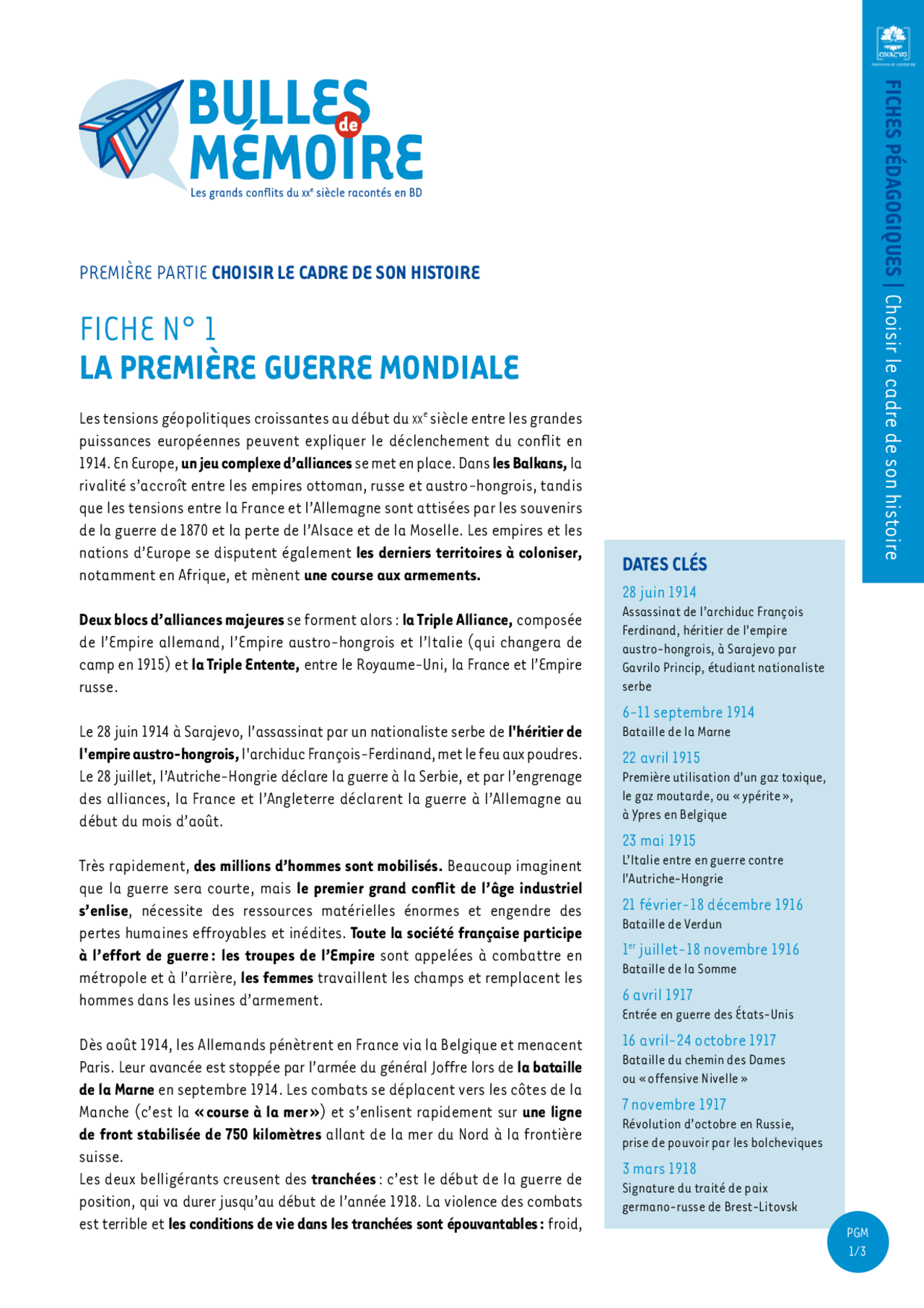 La première guerre mondiale | Notes Histoire contemporaine | Docsity
